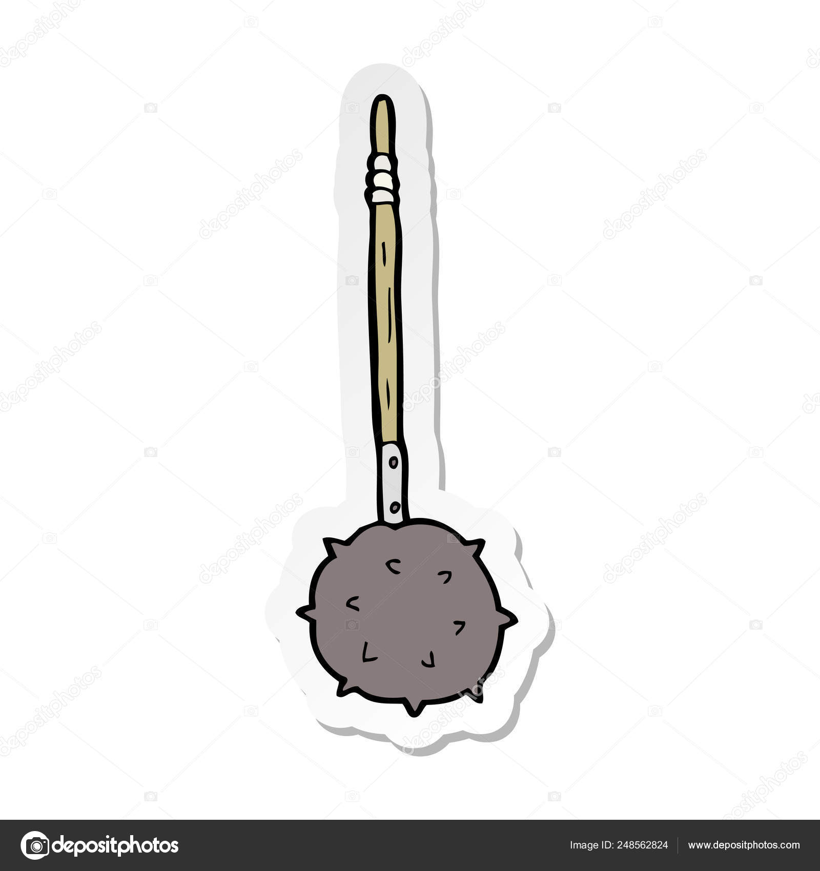 Sticker Cartoon Medieval Mace Stock Vector by ©lineartestpilot 248562824