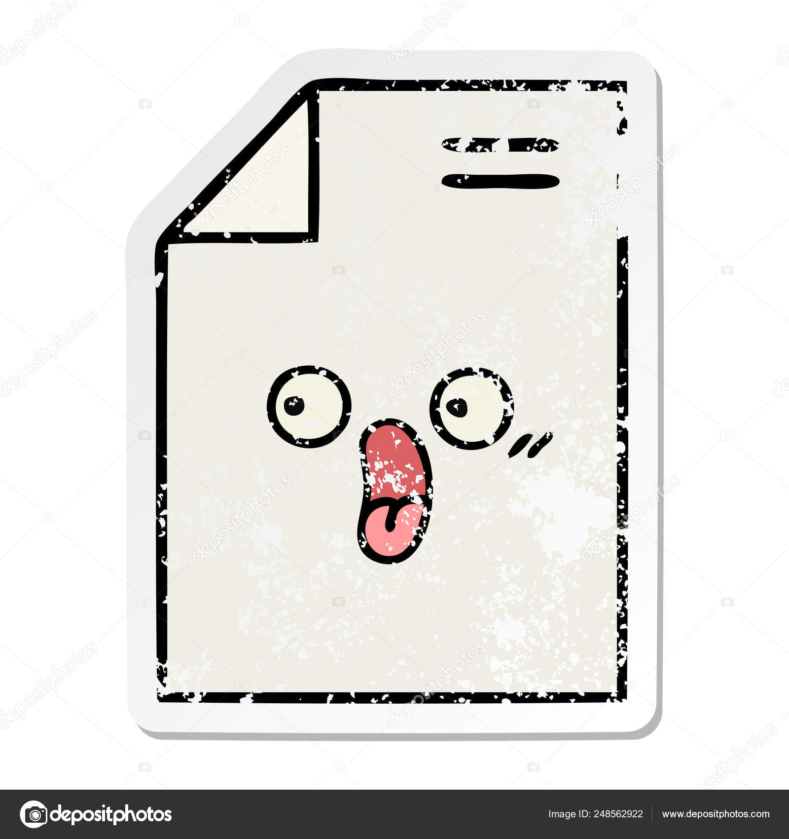 Distressed Sticker Cute Cartoon Sheet Paper Stock Vector by ...