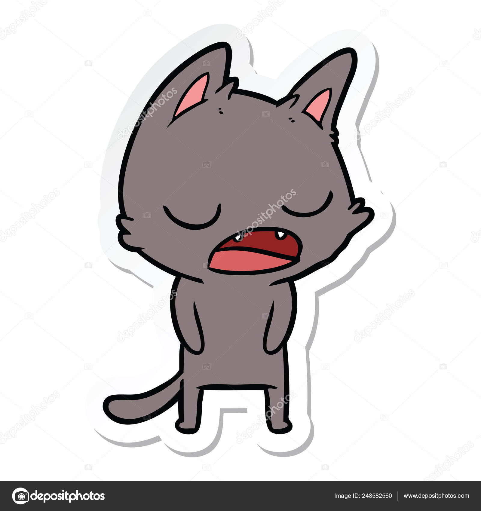 Sticker Talking Cat Cartoon Stock Vector by ©lineartestpilot 248582560