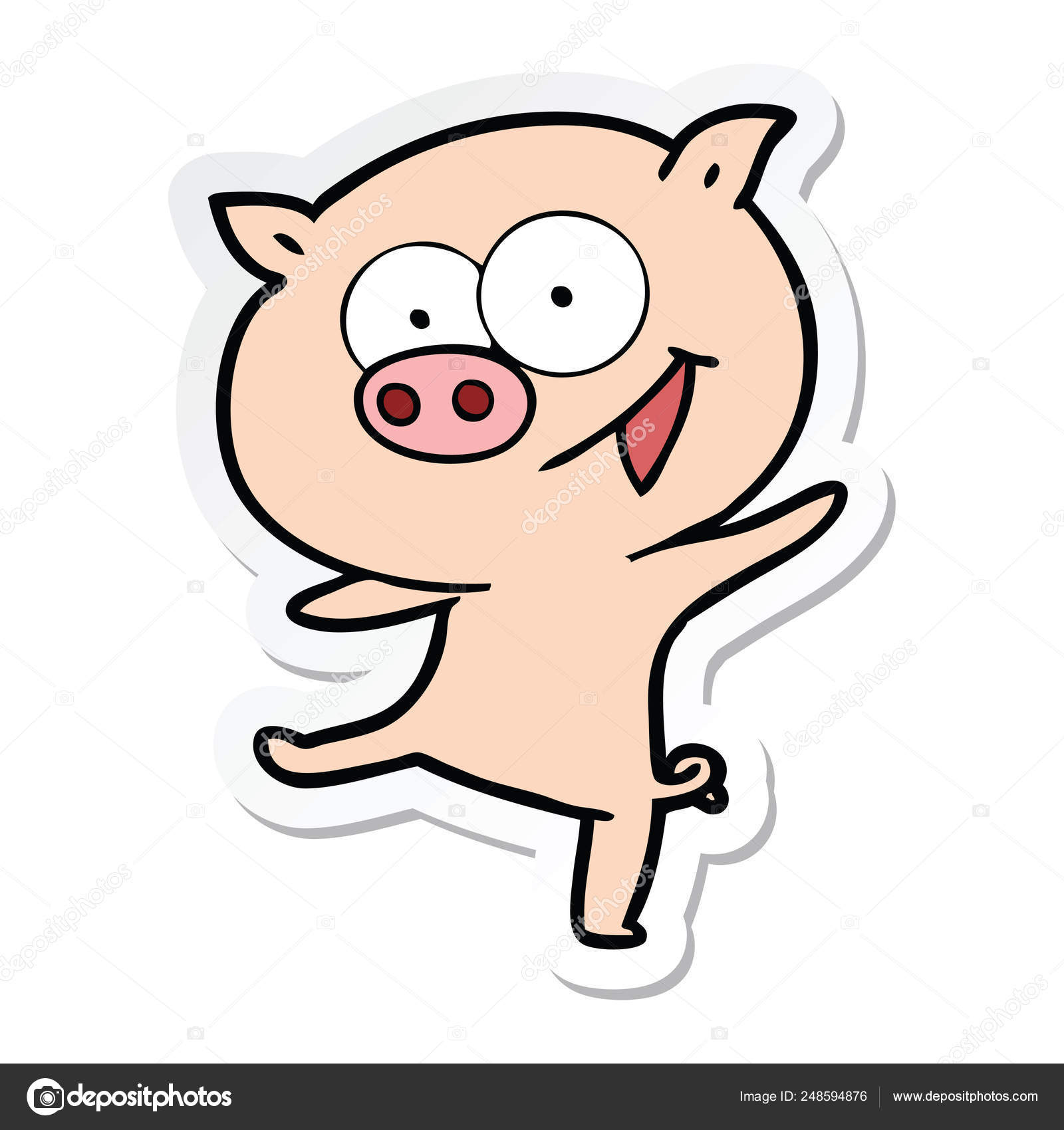Sticker Cheerful Dancing Pig Cartoon Stock Vector Image by ...