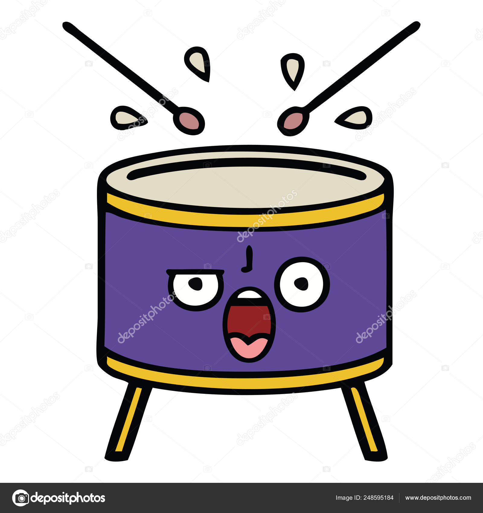 Cute cartoon drum Stock Vector by ©lineartestpilot 248595184