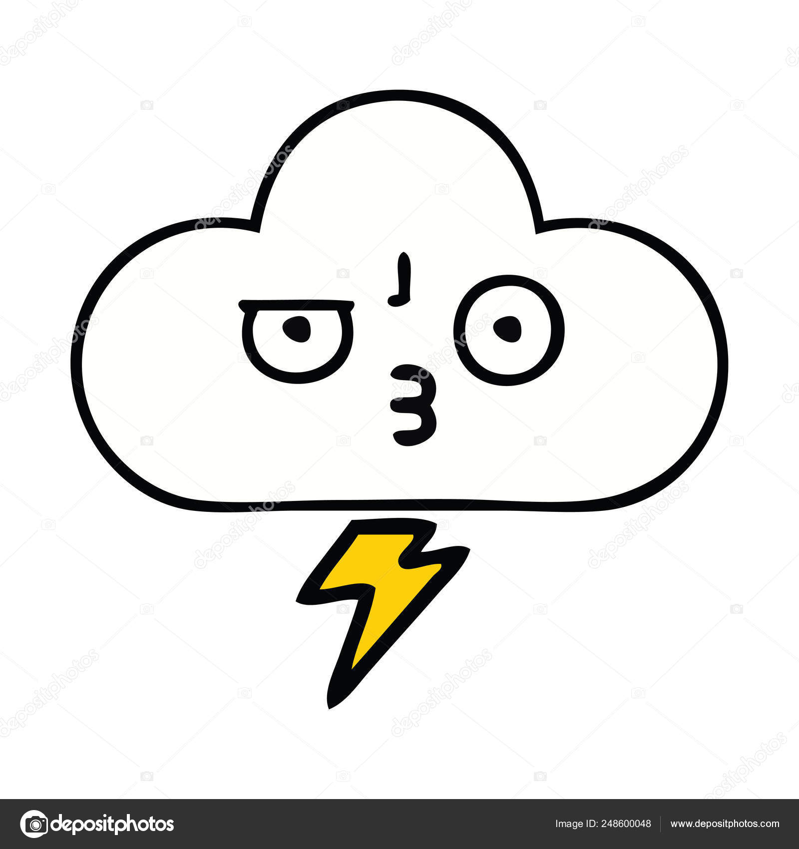 Cute Cartoon Thunder Cloud Stock Vector by ©lineartestpilot 248600048