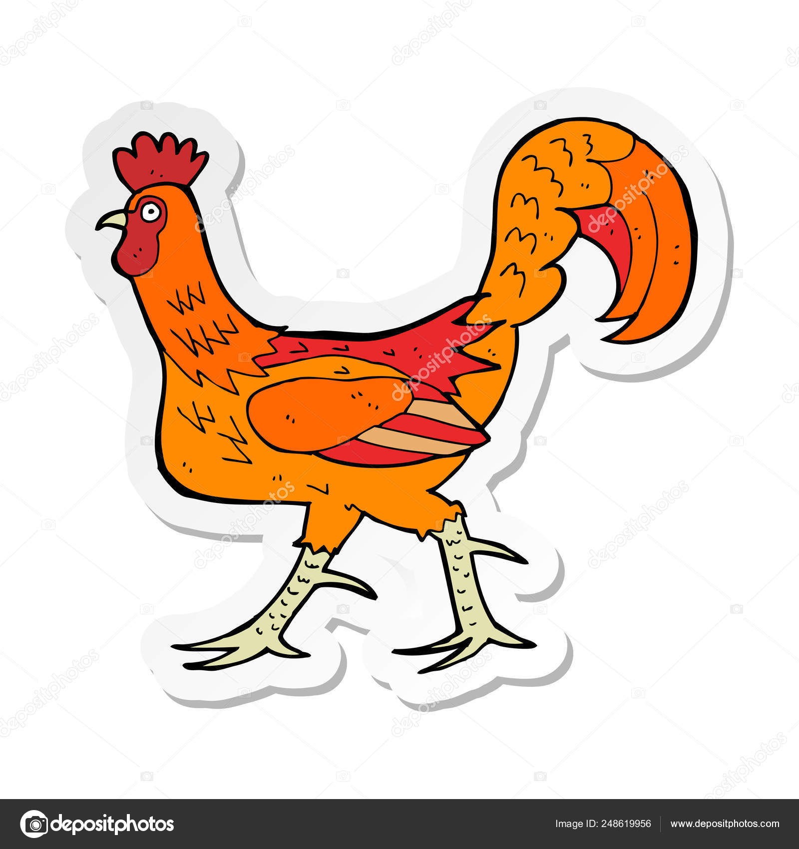 Sticker Cartoon Cockerel Stock Vector by ©lineartestpilot 248619956