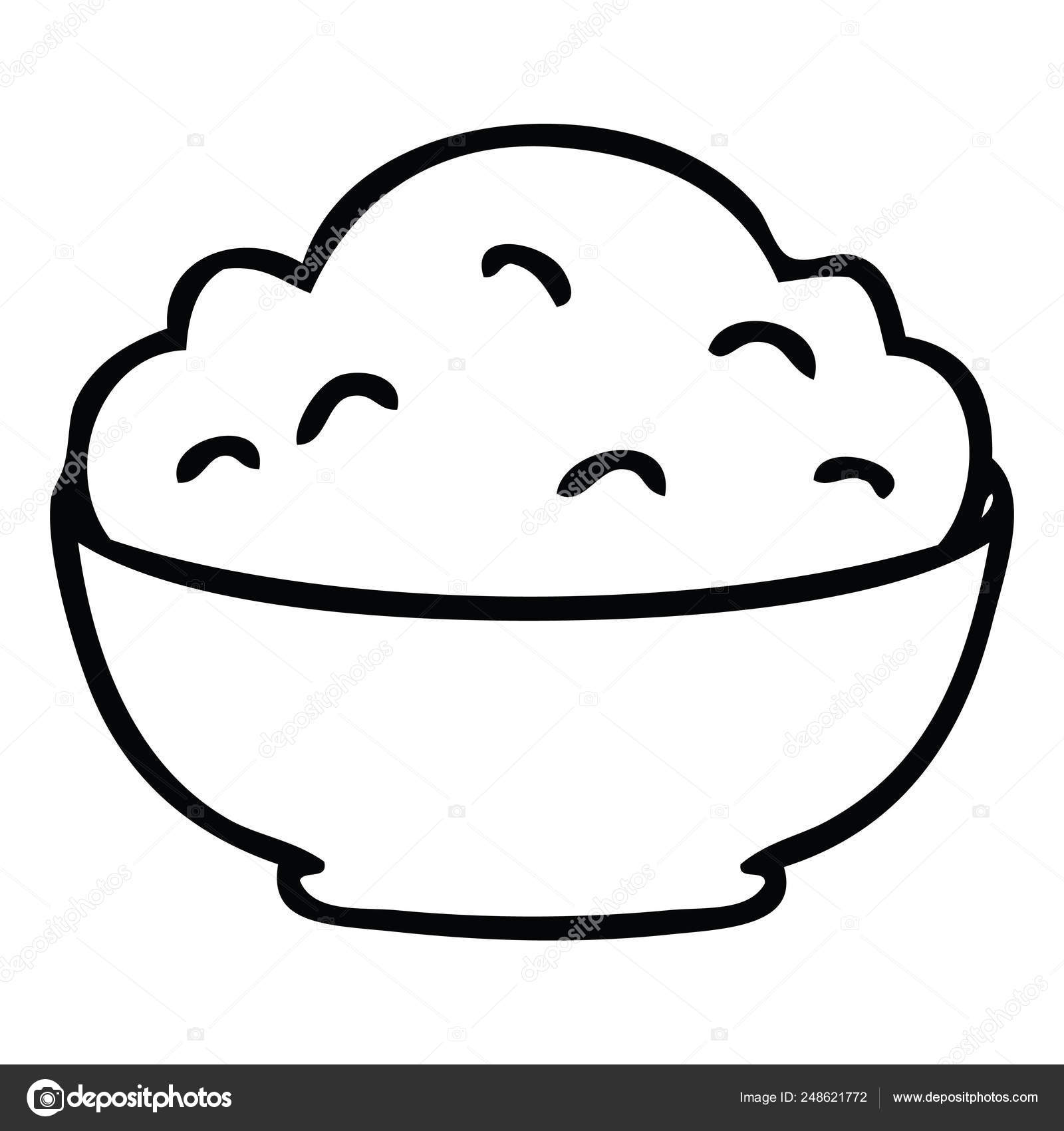 Line Drawing Quirky Cartoon Bowl Mash Stock Vector by ©lineartestpilot ...