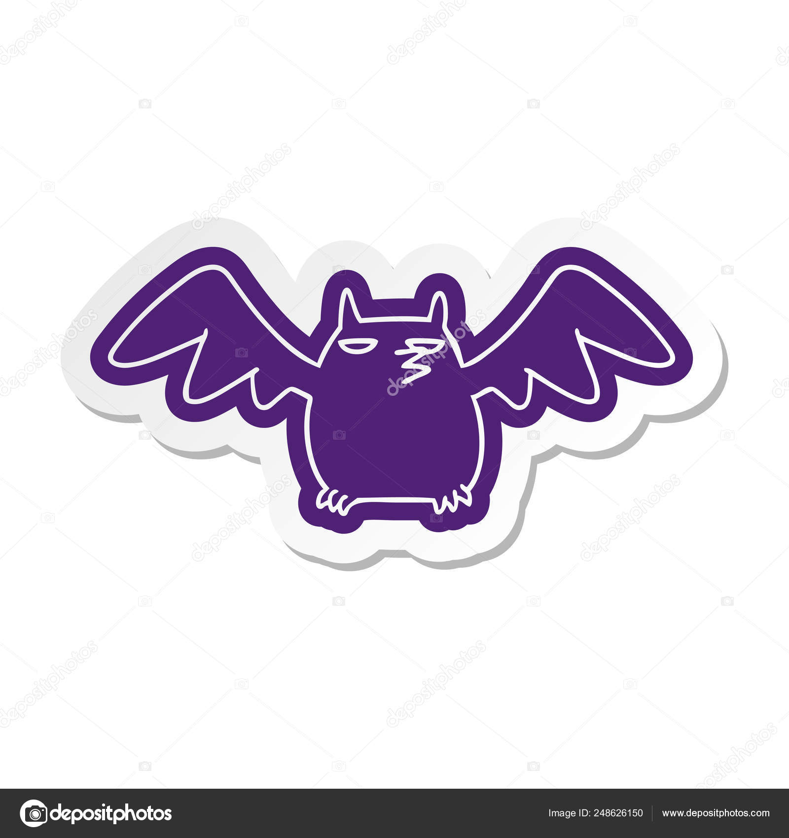 Cartoon Sticker Night Bat Stock Vector by ©lineartestpilot 248626150