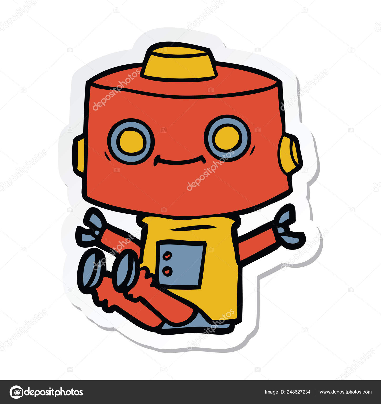 Sticker Cartoon Robot Stock Vector Image by ©lineartestpilot #248627234