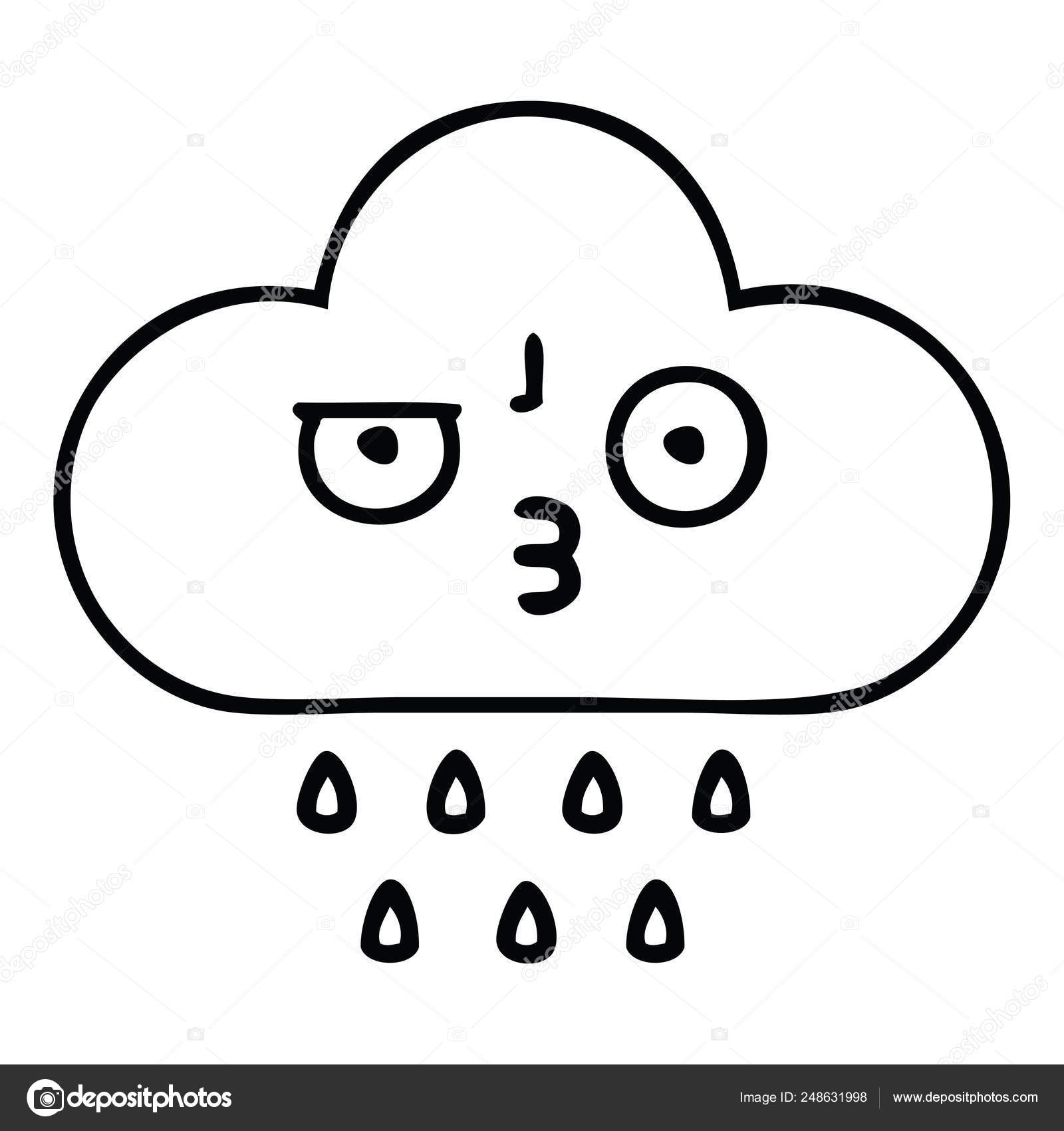 Line Drawing Cartoon Storm Rain Cloud Stock Vector by ©lineartestpilot ...