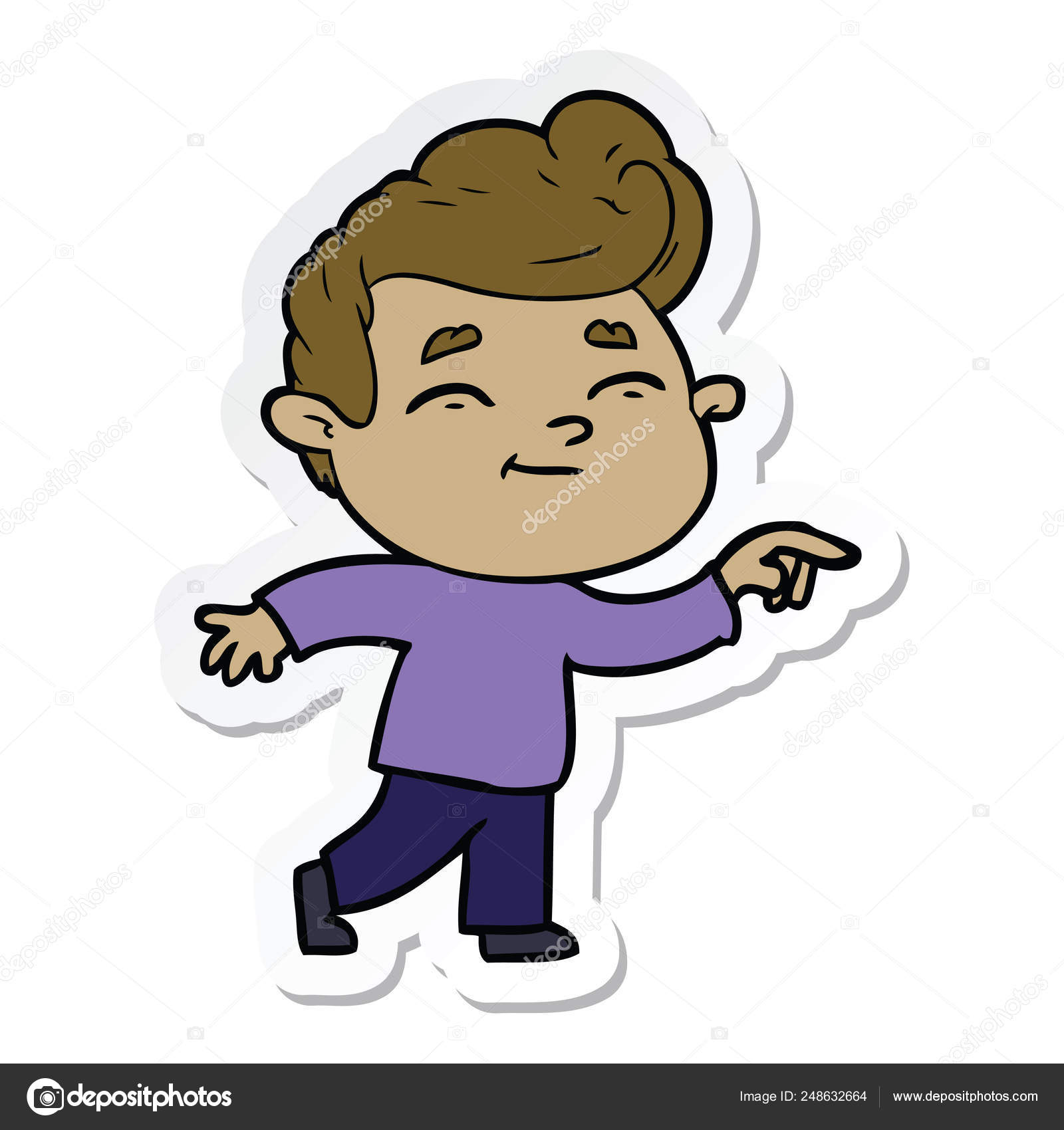 Sticker Happy Cartoon Man Pointing Stock Vector by ©lineartestpilot ...