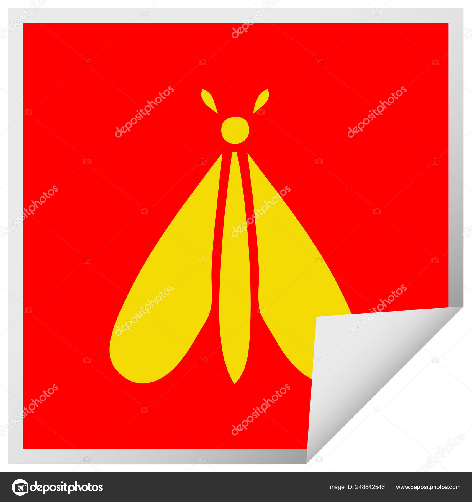 Square Peeling Sticker Cartoon Moth Bug Stock Vector Image by ...