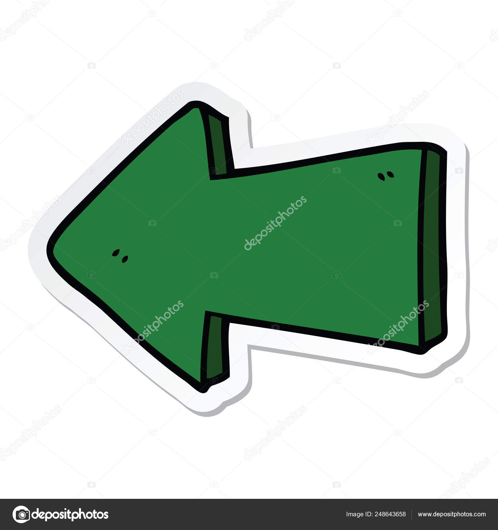 Pegatina Una Flecha Que Apunta Dibujos Animados Vector de stock ...