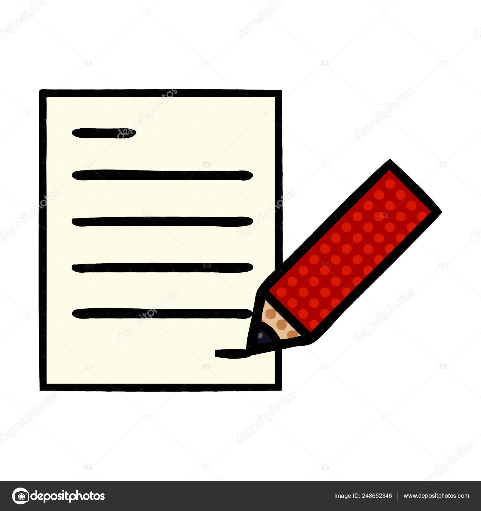 Cartoon Pencil And Paper