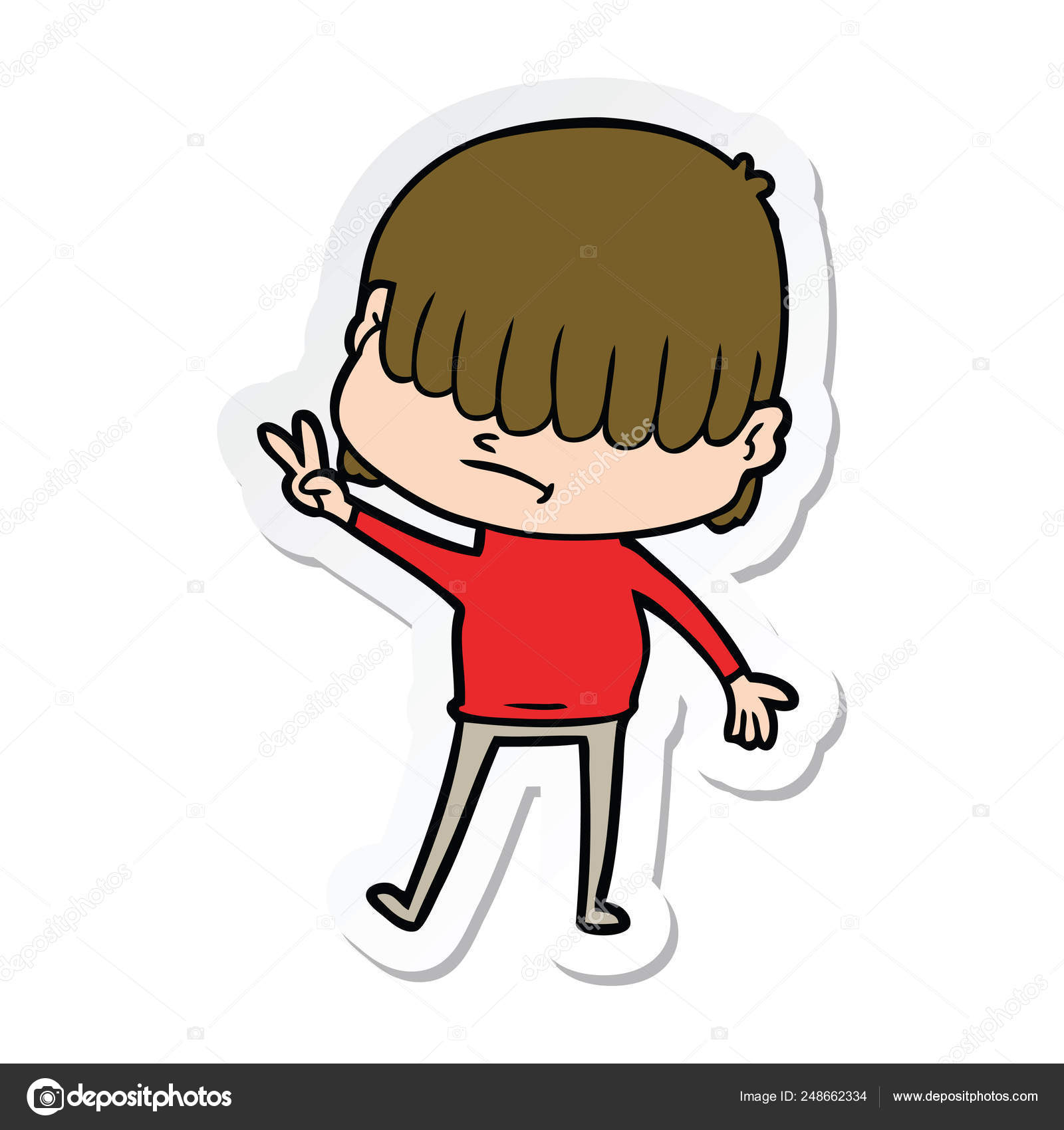 Sticker Cartoon Boy Untidy Hair Stock Vector by ©lineartestpilot 248662334