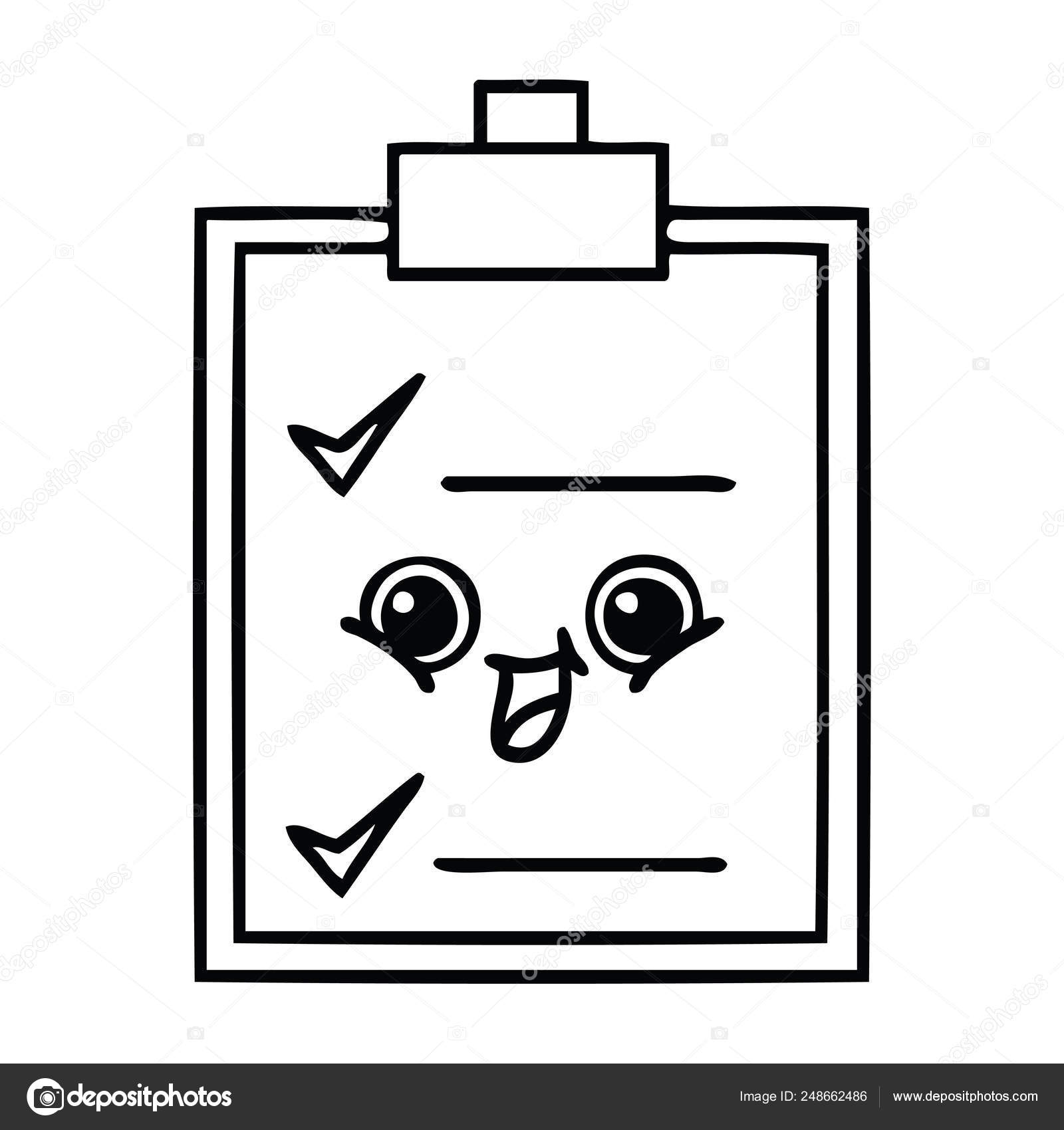 Desenho Linha Desenho Animado Uma Lista Verificação Vetor de ...