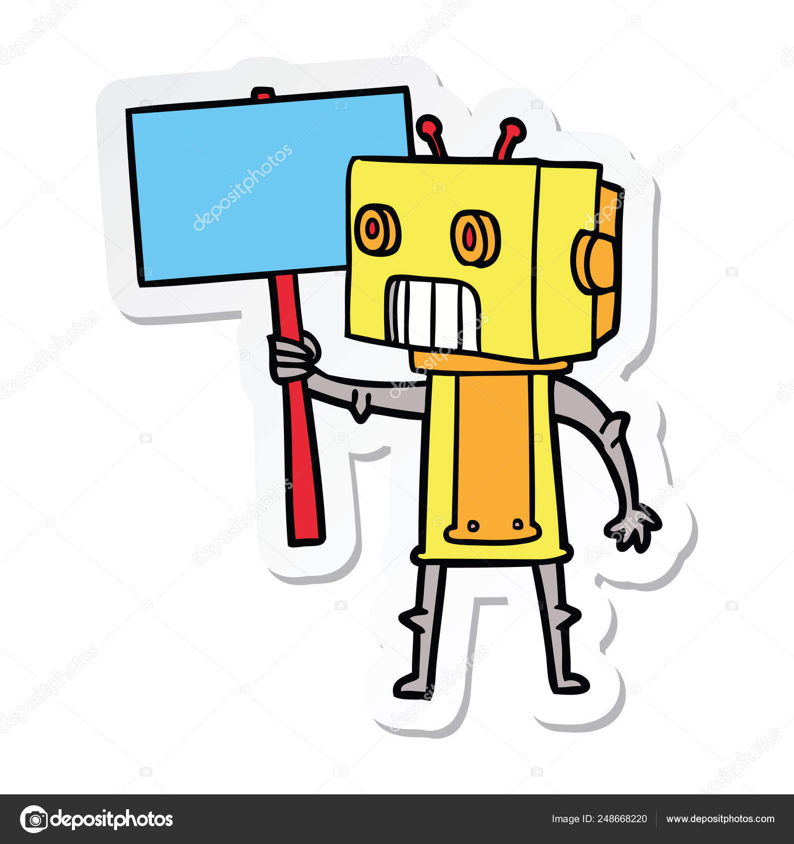 Sticker Cartoon Robot Stock Vector Image by ©lineartestpilot #248668220