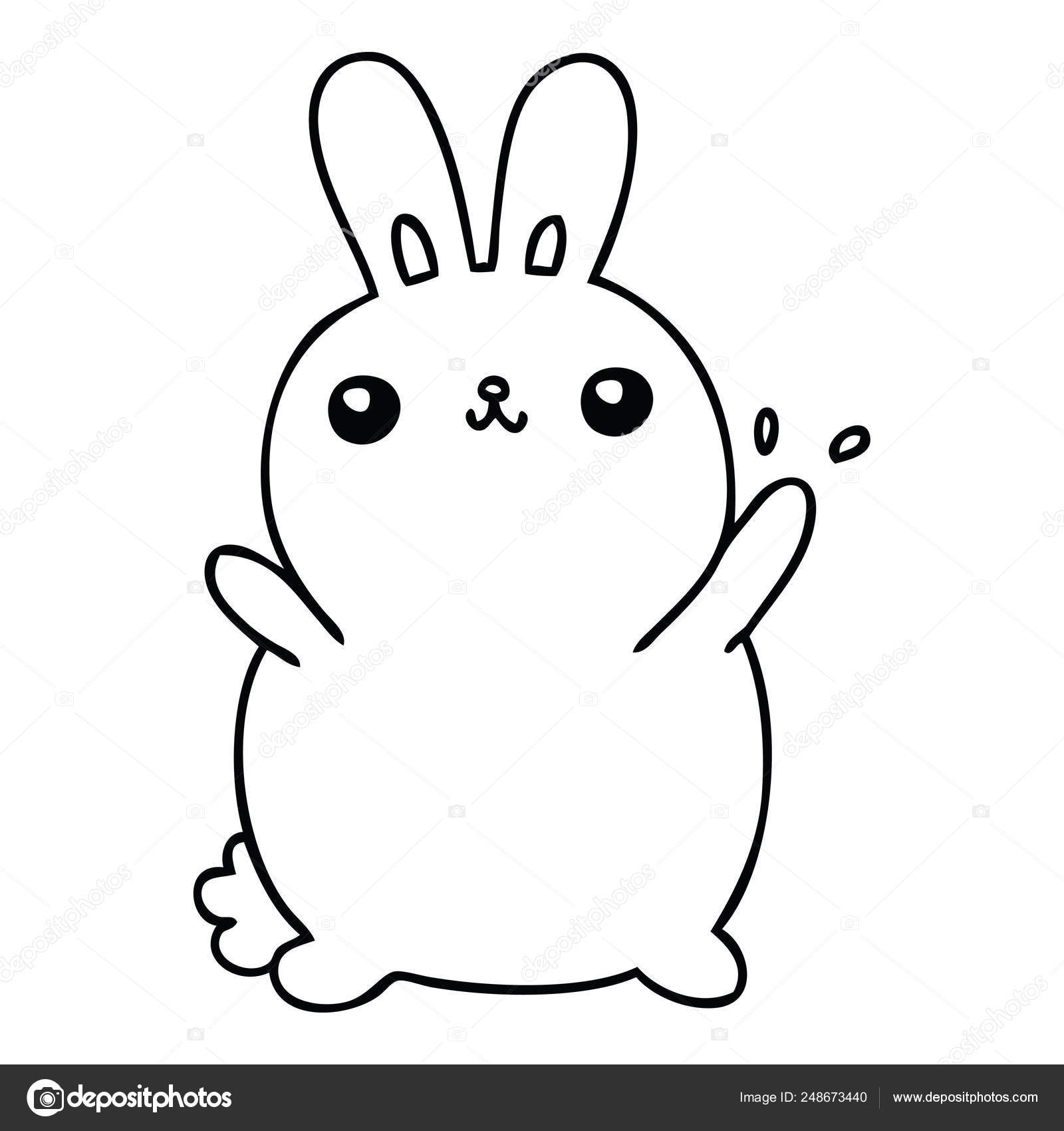 Line Drawing Quirky Cartoon Rabbit Stock Vector by ©lineartestpilot ...