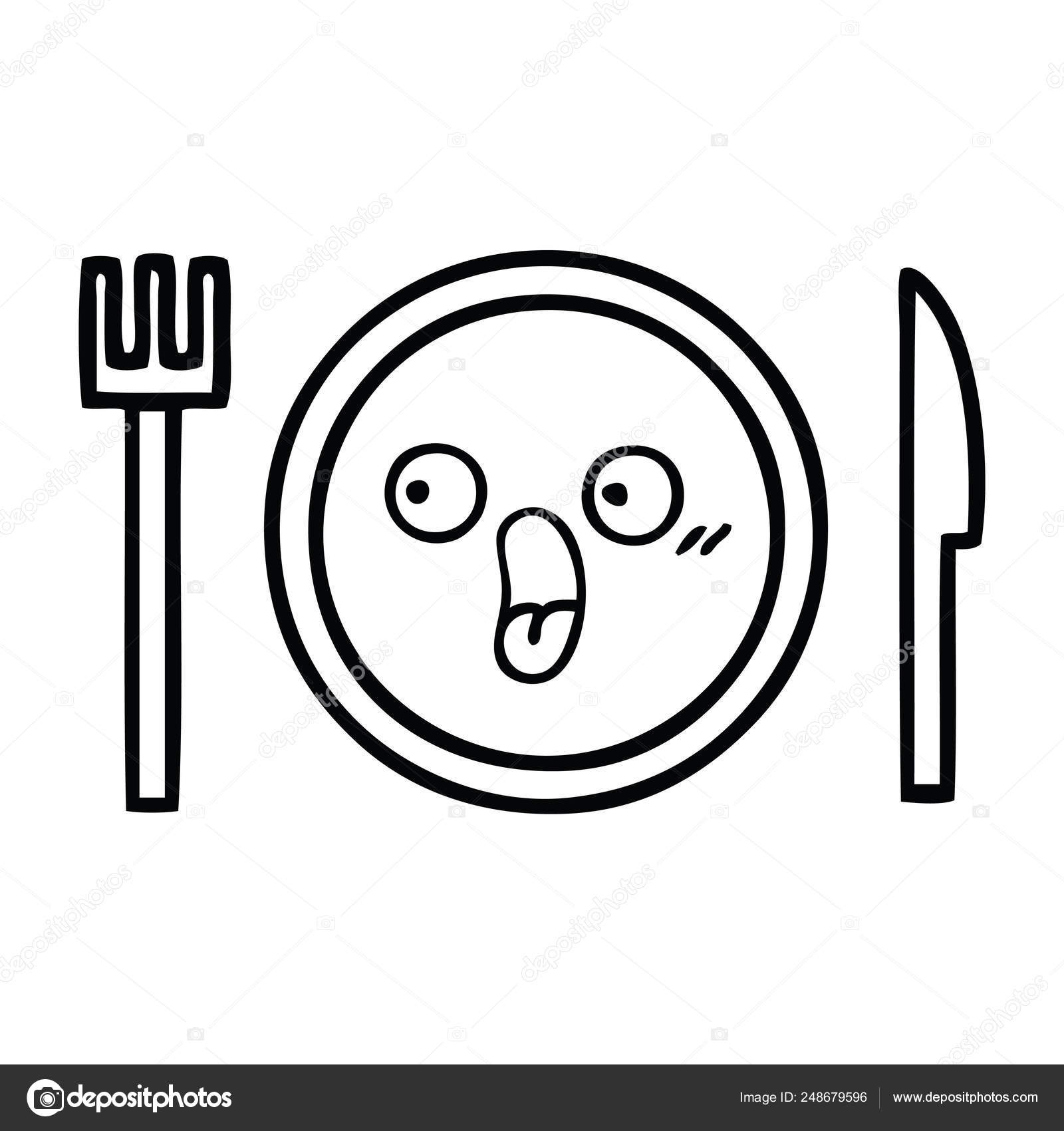 Line Drawing Cartoon Dinner Plate Stock Vector Image by ...
