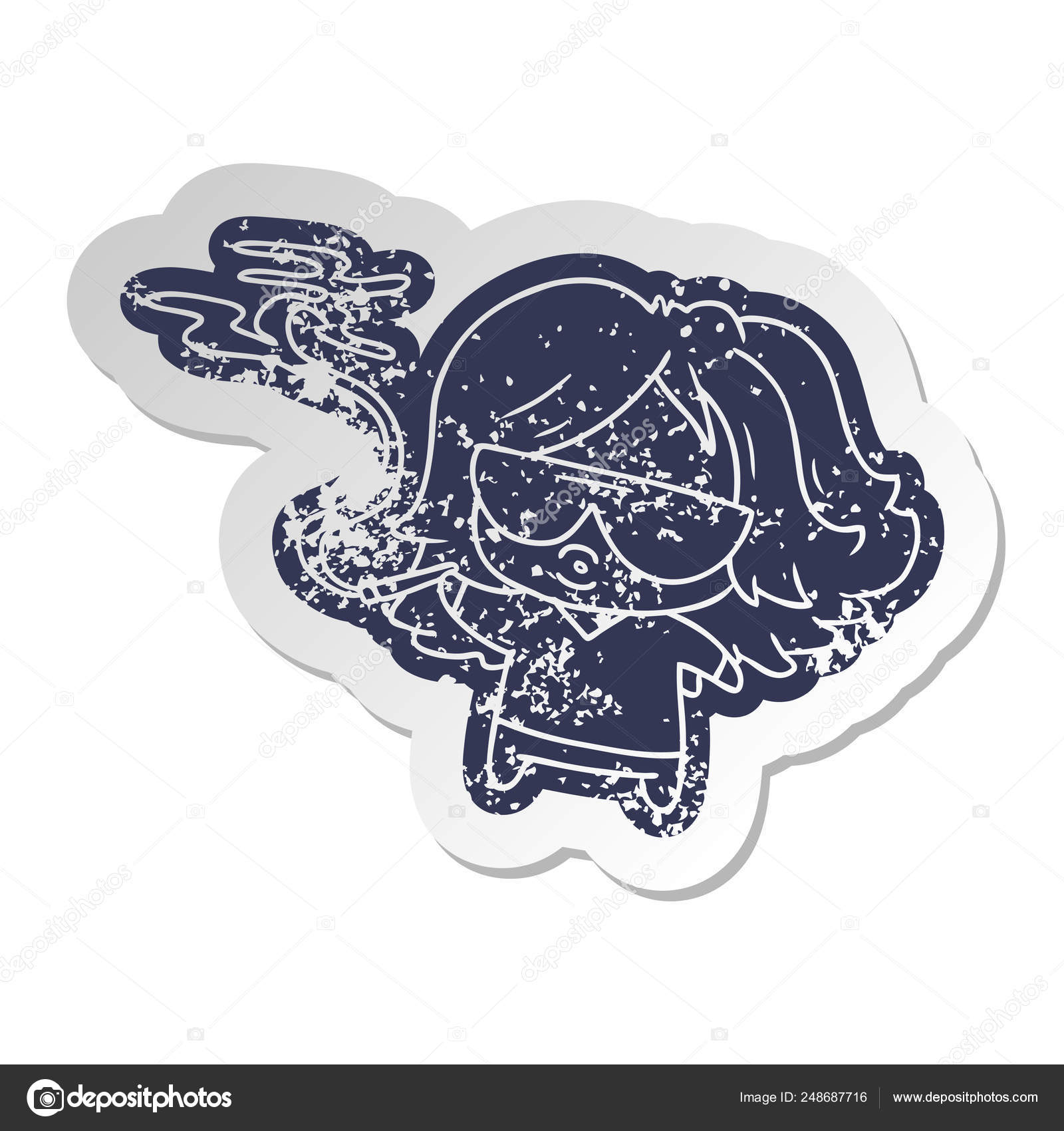 Apenado viejo pegatina lindo kawaii fumar un conjunta Vector de stock ...