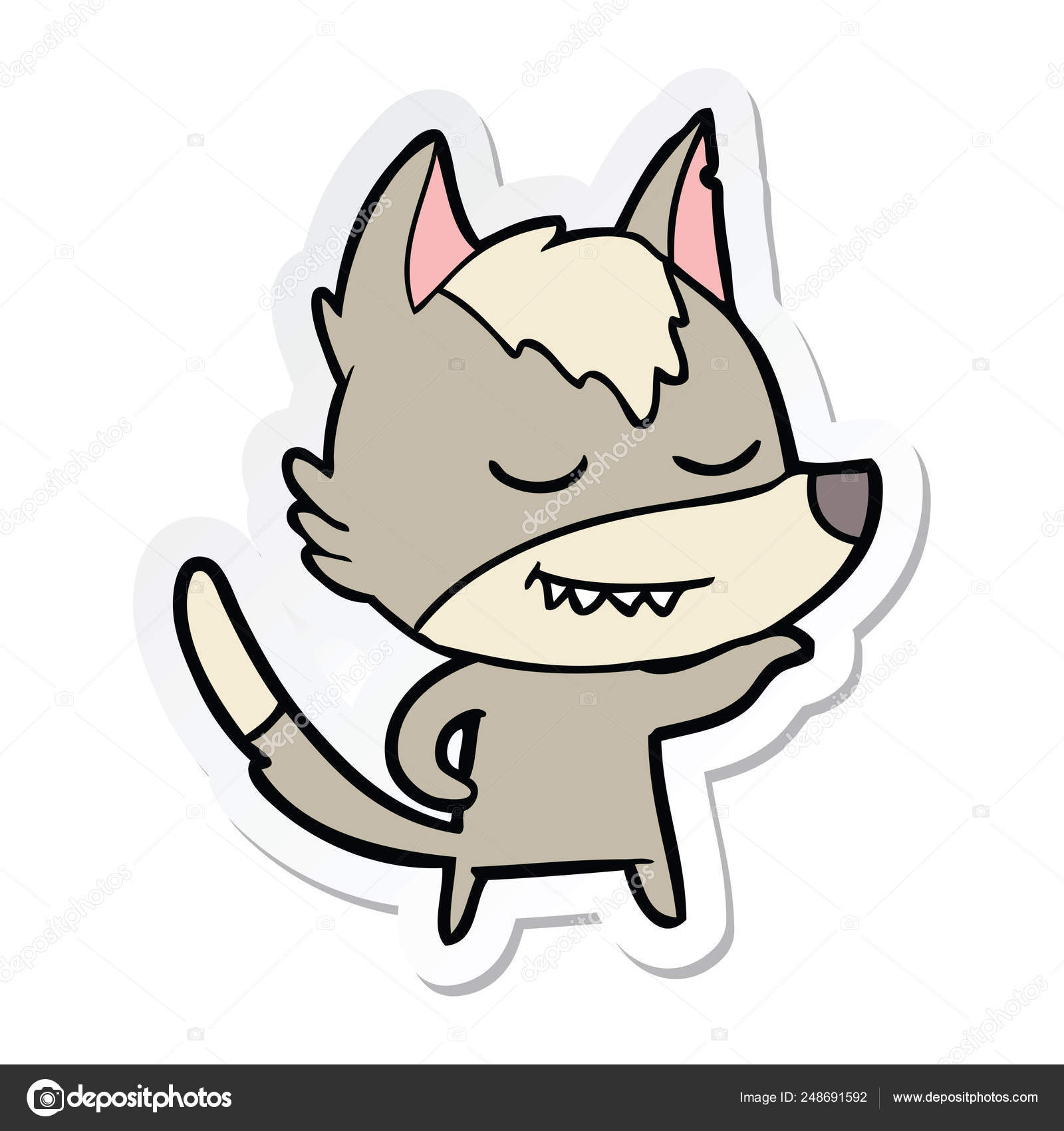 Pegatina Lobo Dibujos Animados Amigable Vector de stock #248691592 de ...