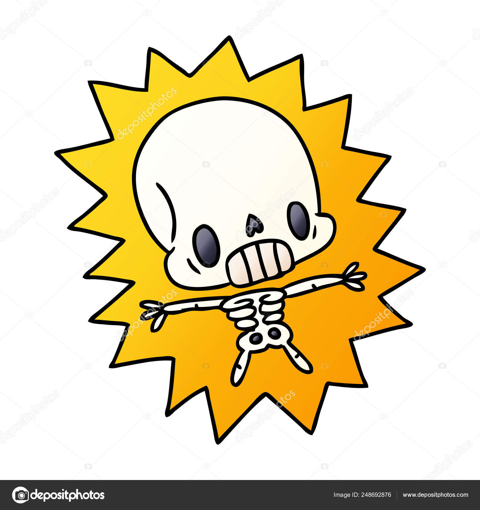 Gradient cartoon kawaii electrocuted skeleton Stock Vector Image by ...