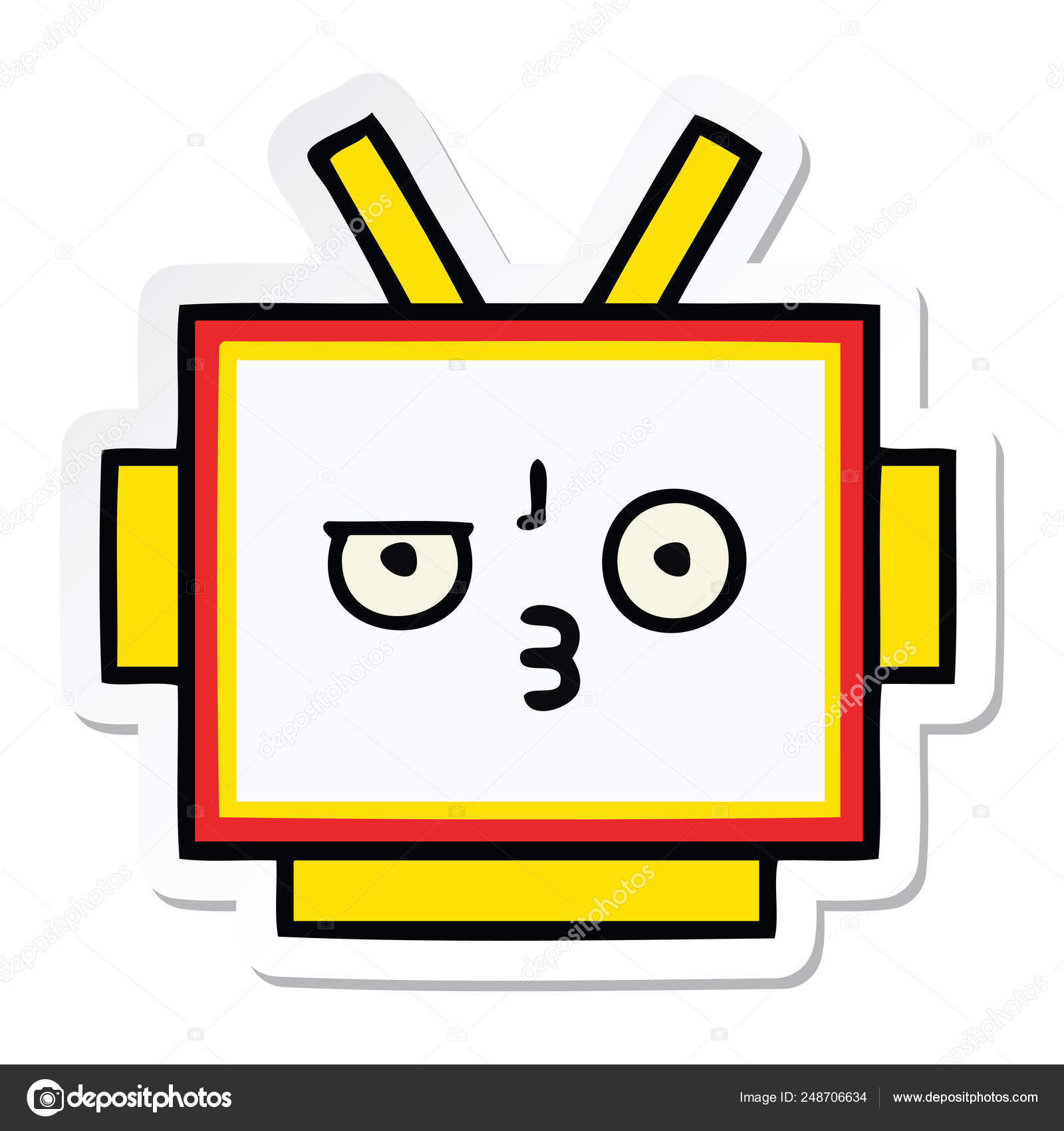 Sticker Cute Cartoon Robot Head Stock Vector by ©lineartestpilot 248706634