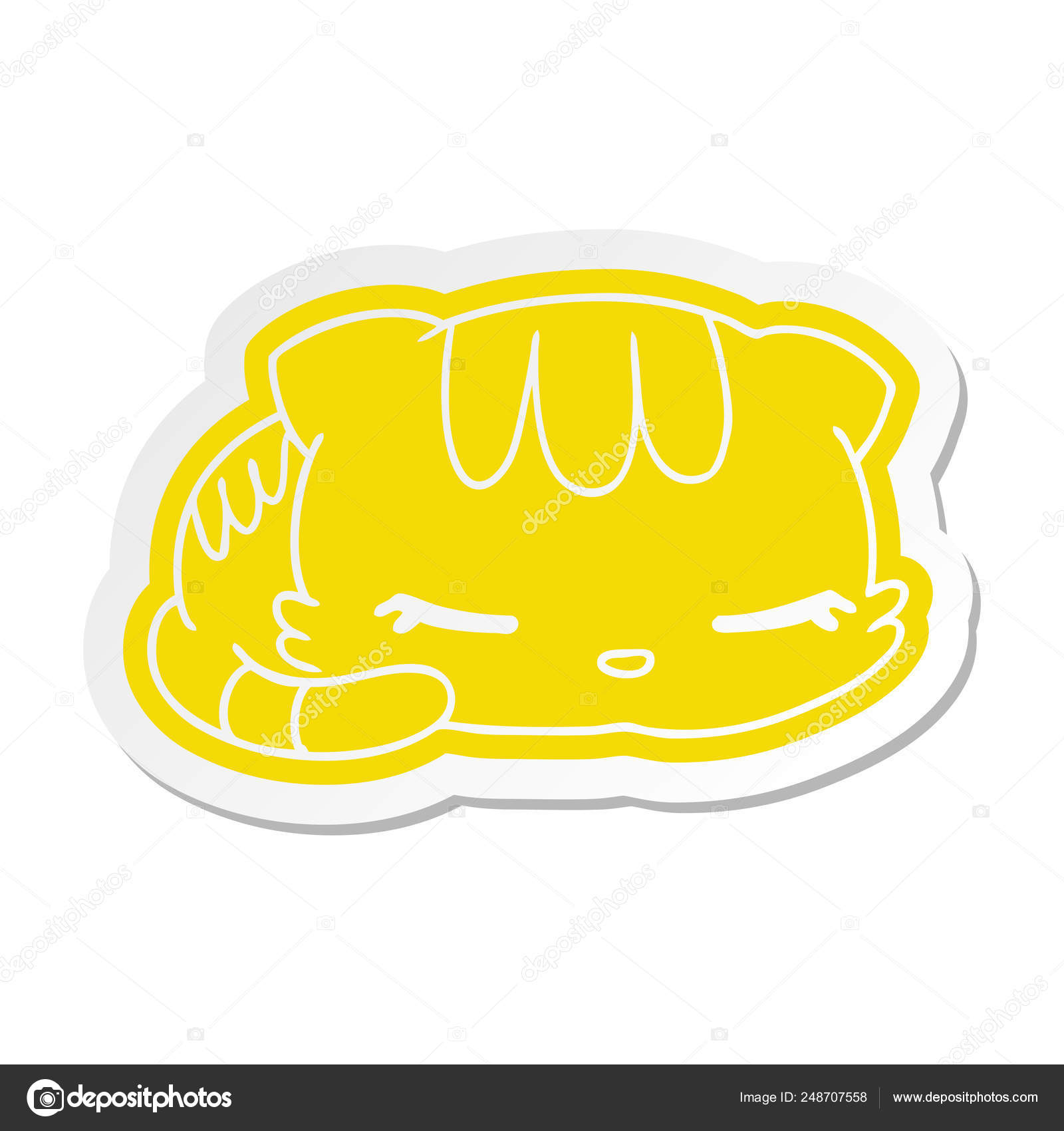 Cartoon Sticker Kawaii Leuk Slapende Katje stockvector door ...