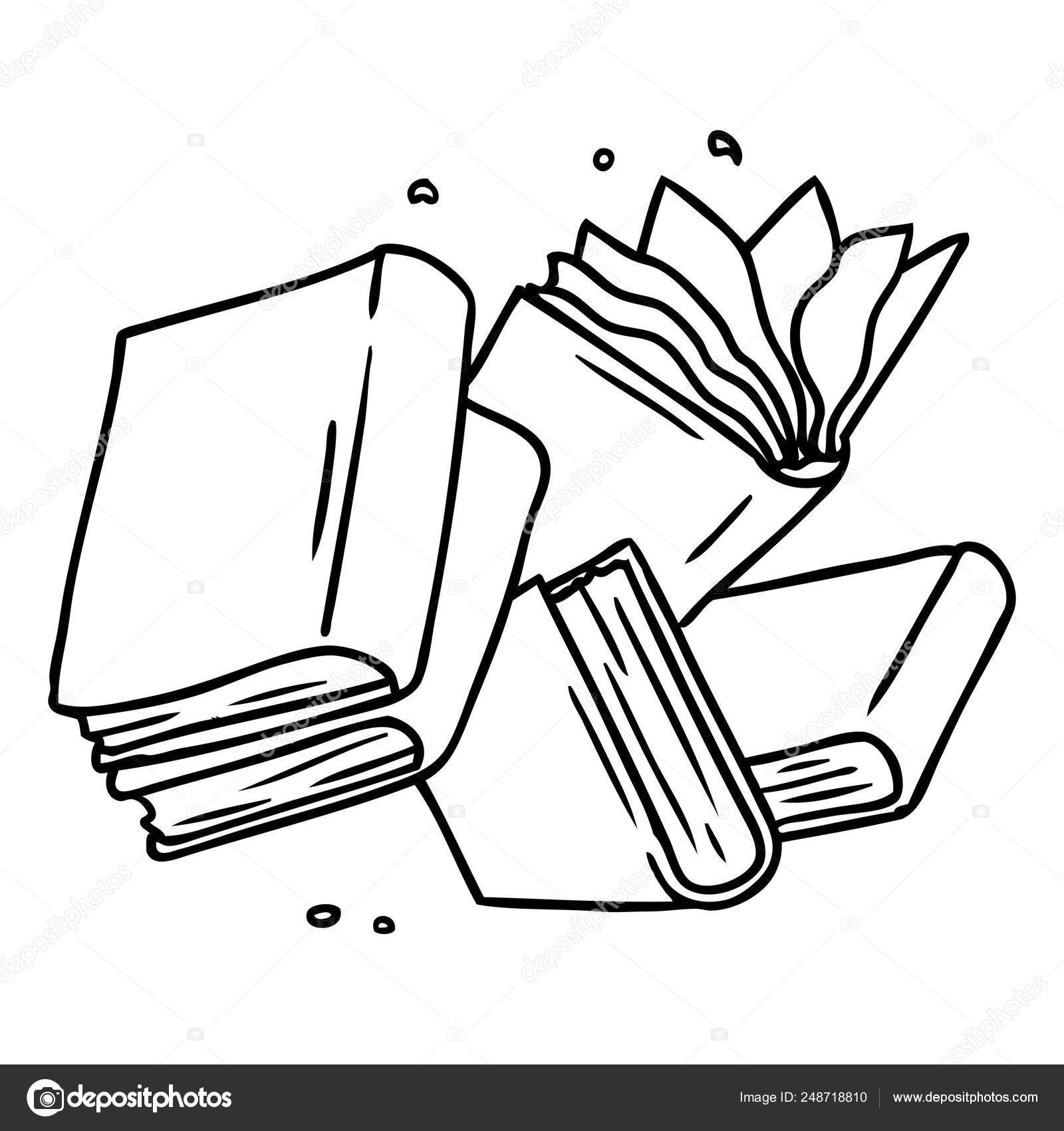 Hand Drawn Line Drawing Doodle Collection Books Stock Vector Image by ...