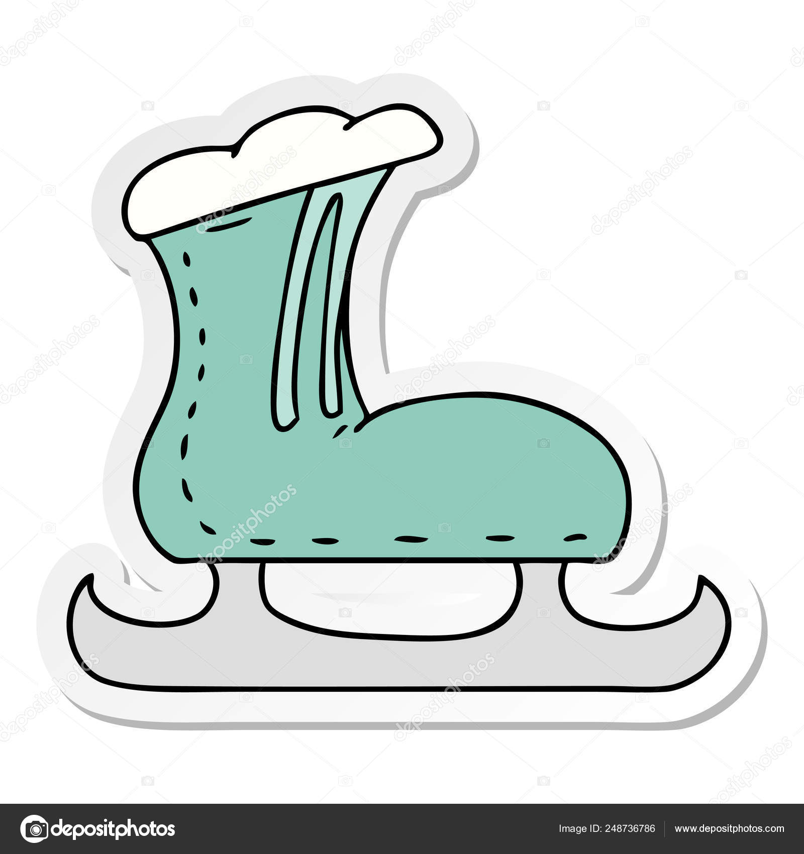 Hand Drawn Sticker Cartoon Doodle Ice Skate Boot Stock Vector Image by ...