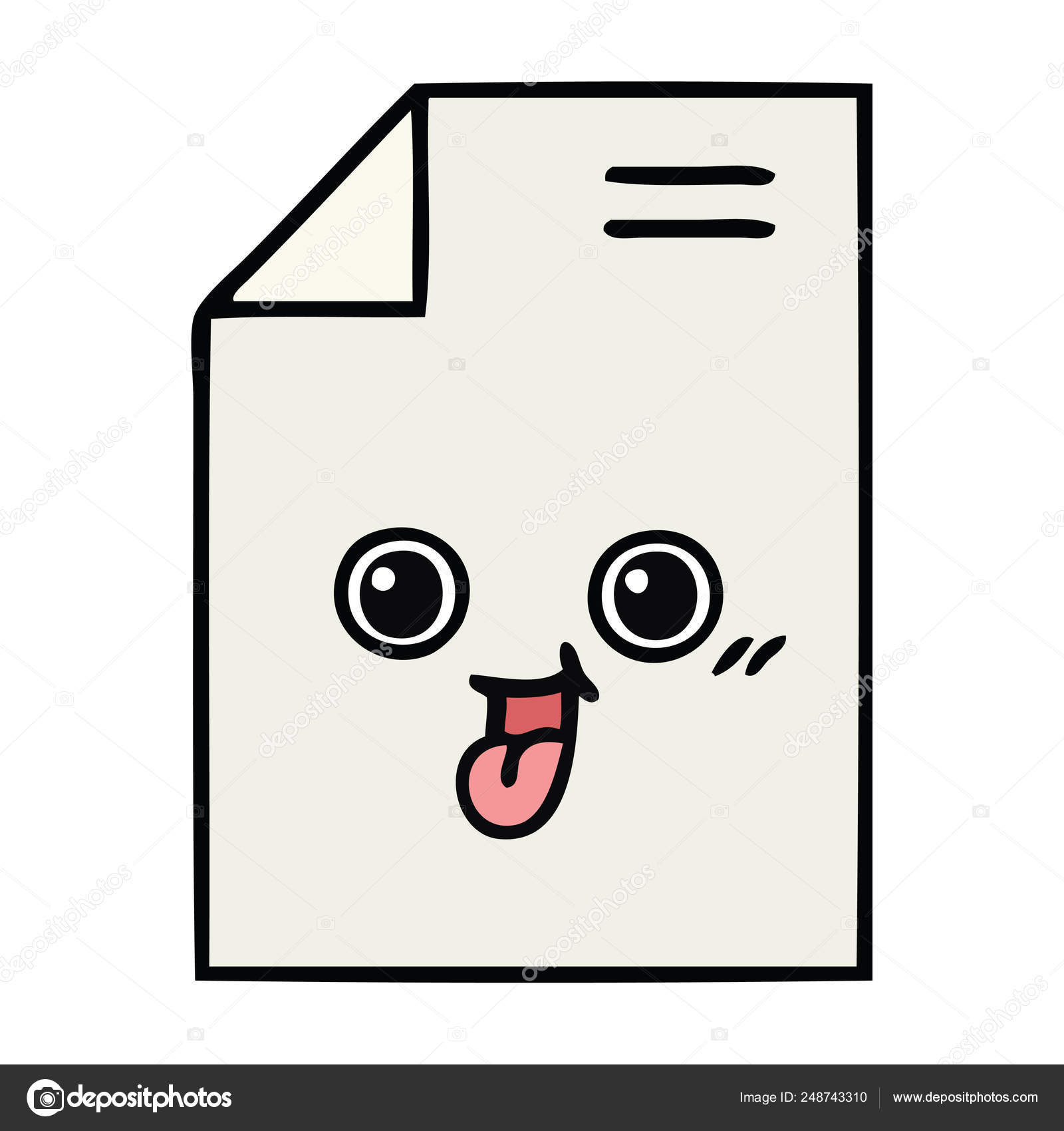 Lindo Dibujo Animado Una Hoja Papel Vector de stock por ...