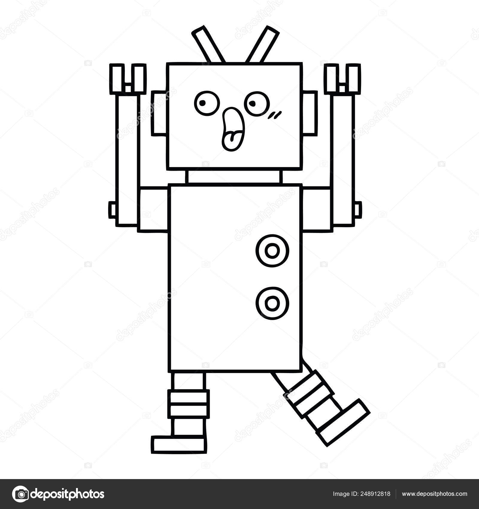 Line Drawing Cartoon Robot Stock Vector Image by ©lineartestpilot ...