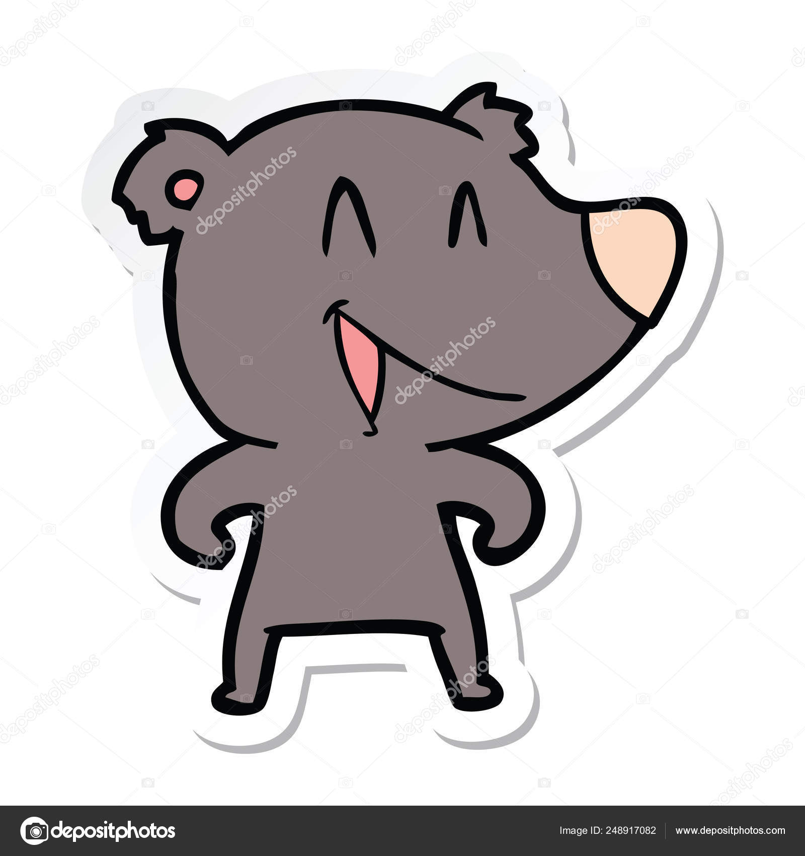 Sticker Laughing Bear Cartoon Stock Vector Image by ©lineartestpilot ...