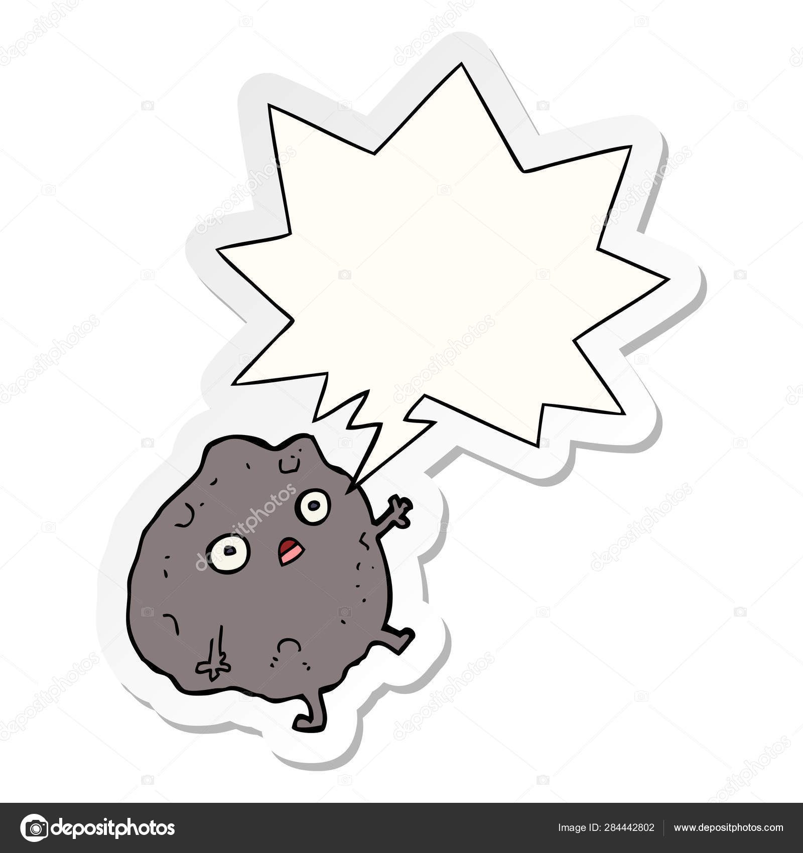 Cartoon rock falling and speech bubble sticker Stock Vector by ...