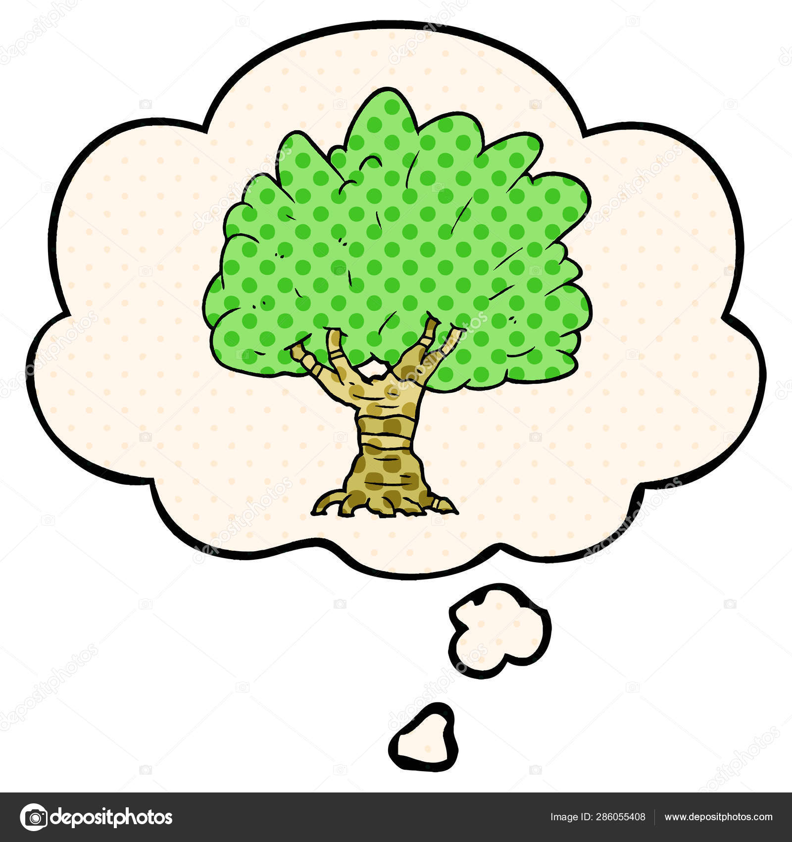 Cartoon tree and thought bubble in comic book style Stock Vector by ...
