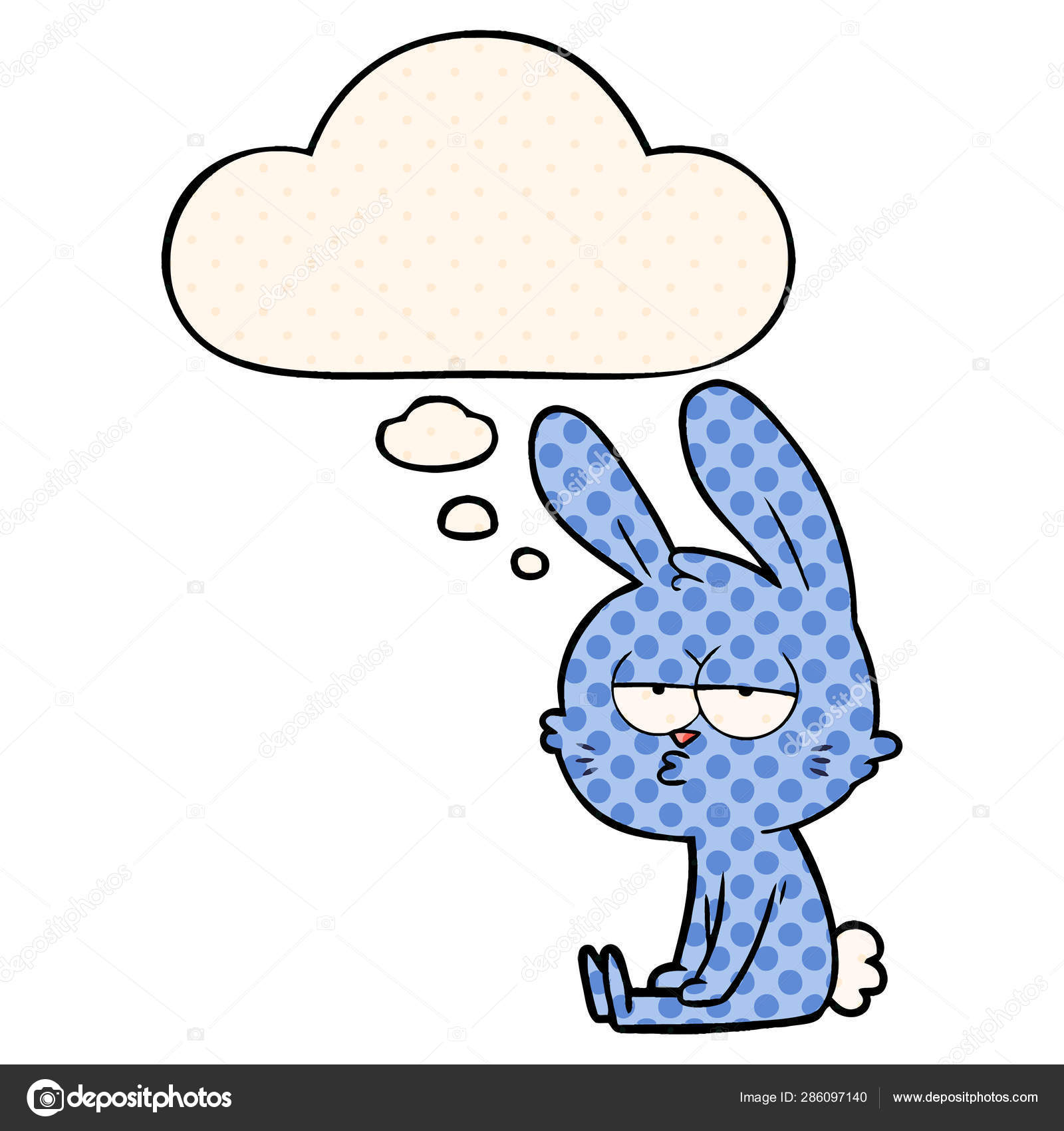 Cute cartoon rabbit and thought bubble in comic book style Stock Vector ...