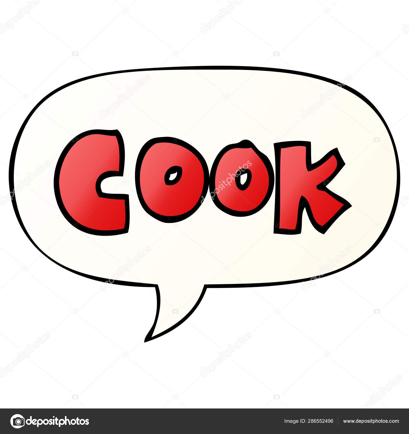 Cartoon word cook and speech bubble in smooth gradient style Stock ...
