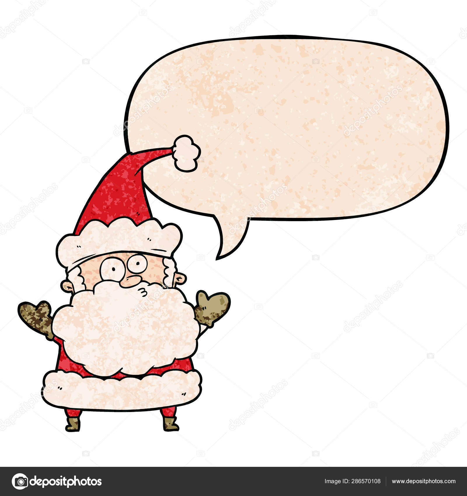 Cartoon confused santa claus shurgging shoulders and speech bubb Stock ...