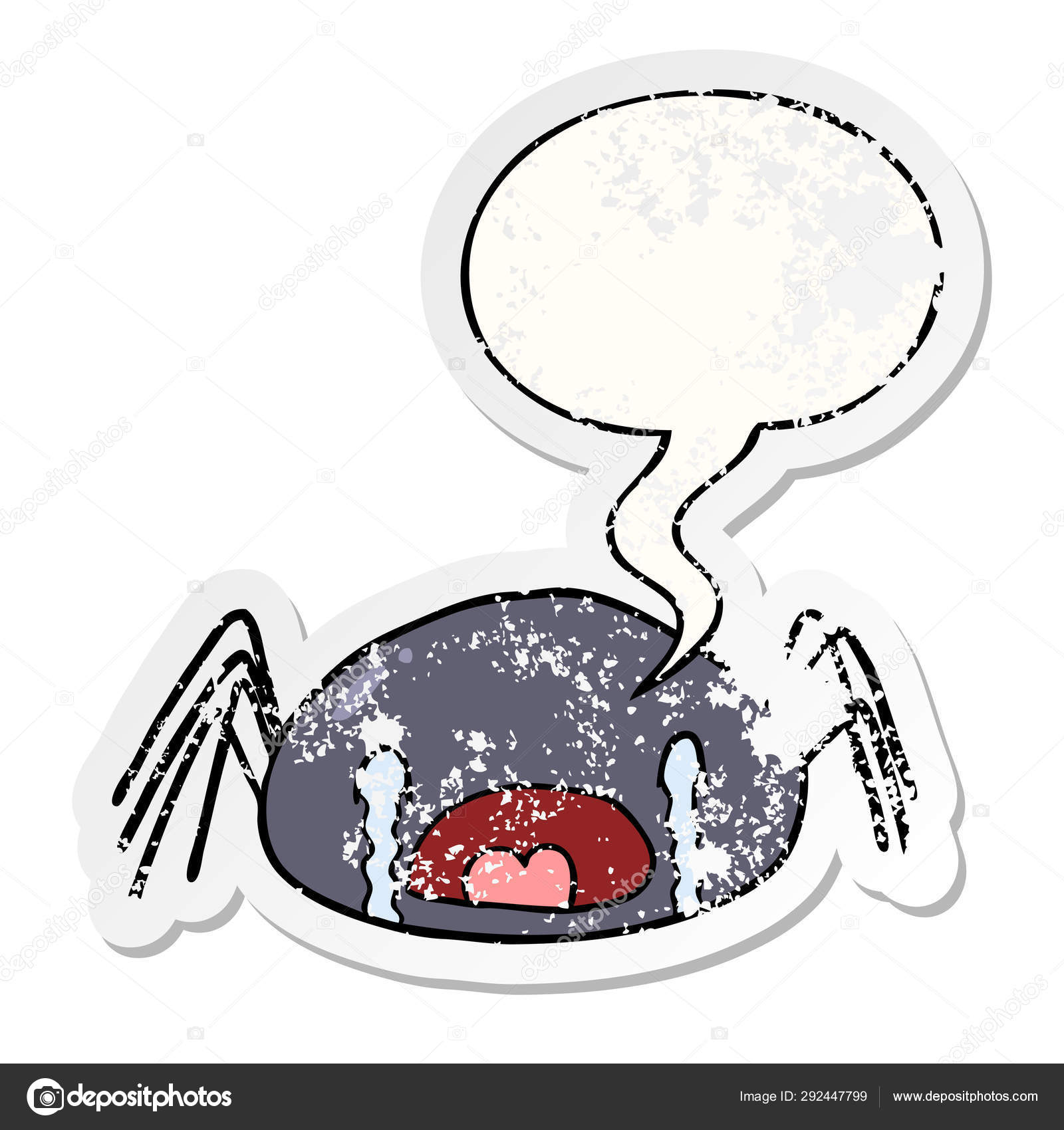 Cartoon halloween spider crying and speech bubble distressed sti Stock ...