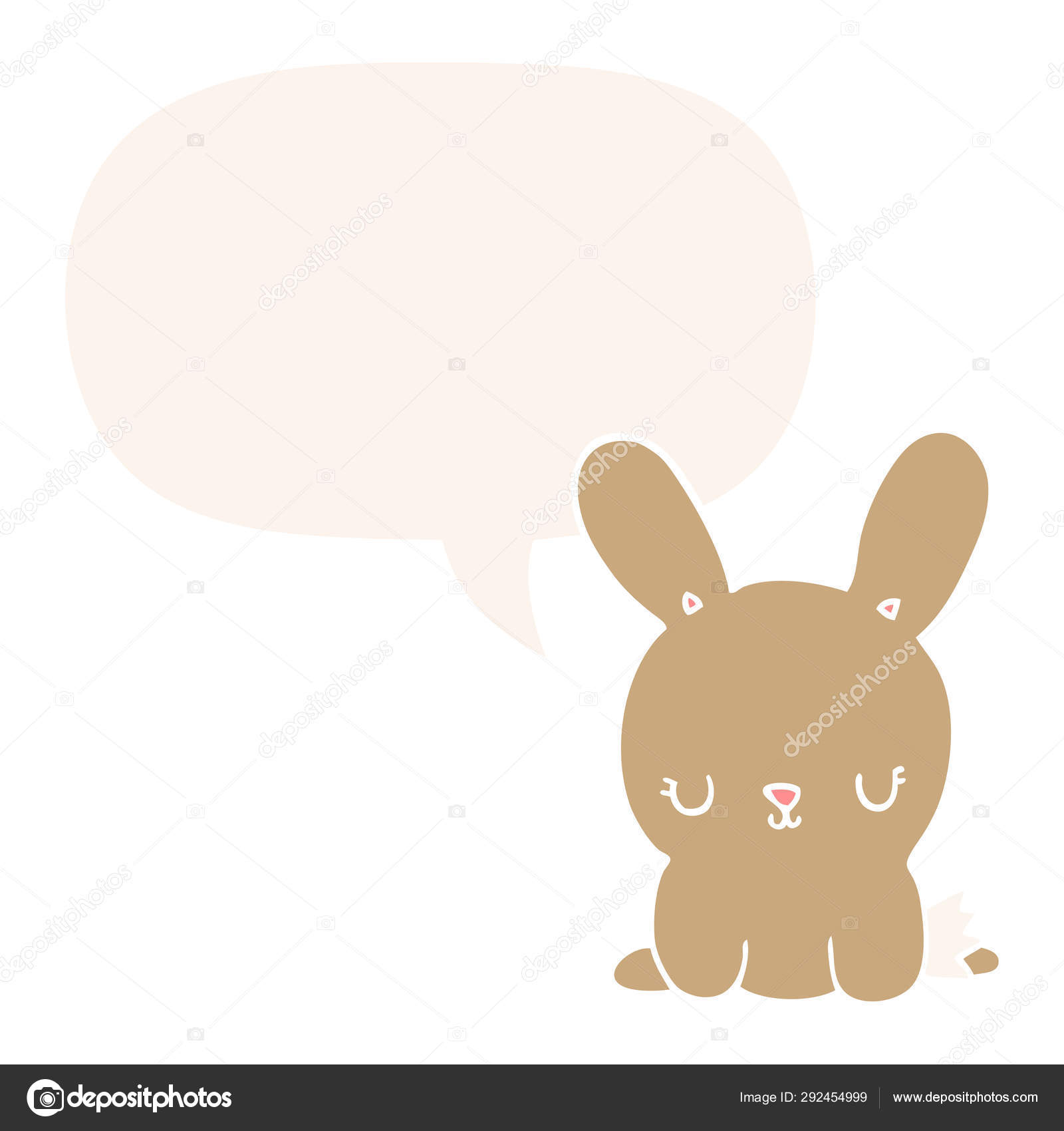 Cute cartoon rabbit and speech bubble in retro style Stock Vector Image ...
