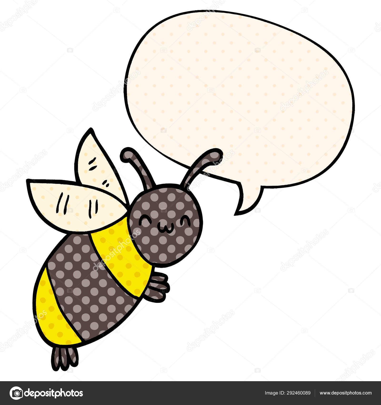 Cute cartoon bee and speech bubble in comic book style Stock Vector ...