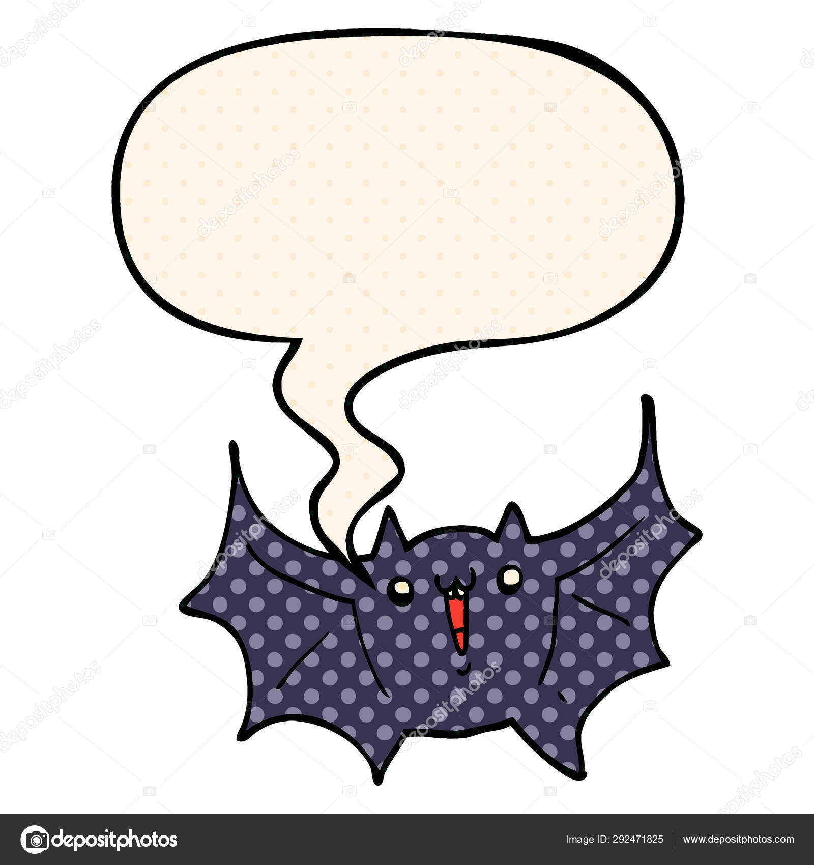 Cartoon happy vampire bat and speech bubble in comic book style Stock ...