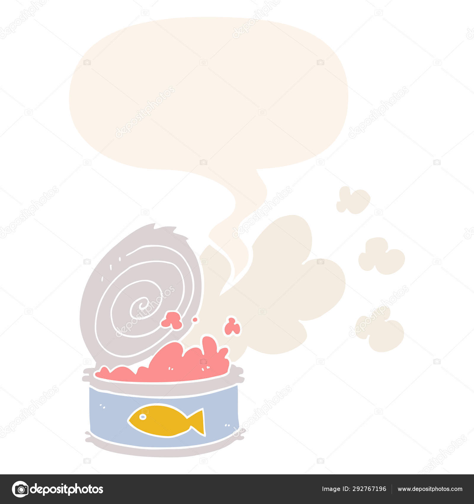 Cartoon smelly can of fish and speech bubble in retro style Stock ...