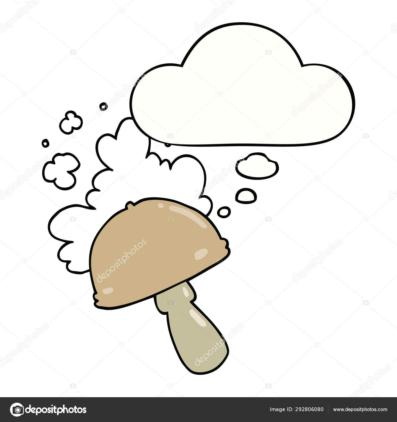 Cartoon mushroom with spore cloud and thought bubble Stock Illustration ...