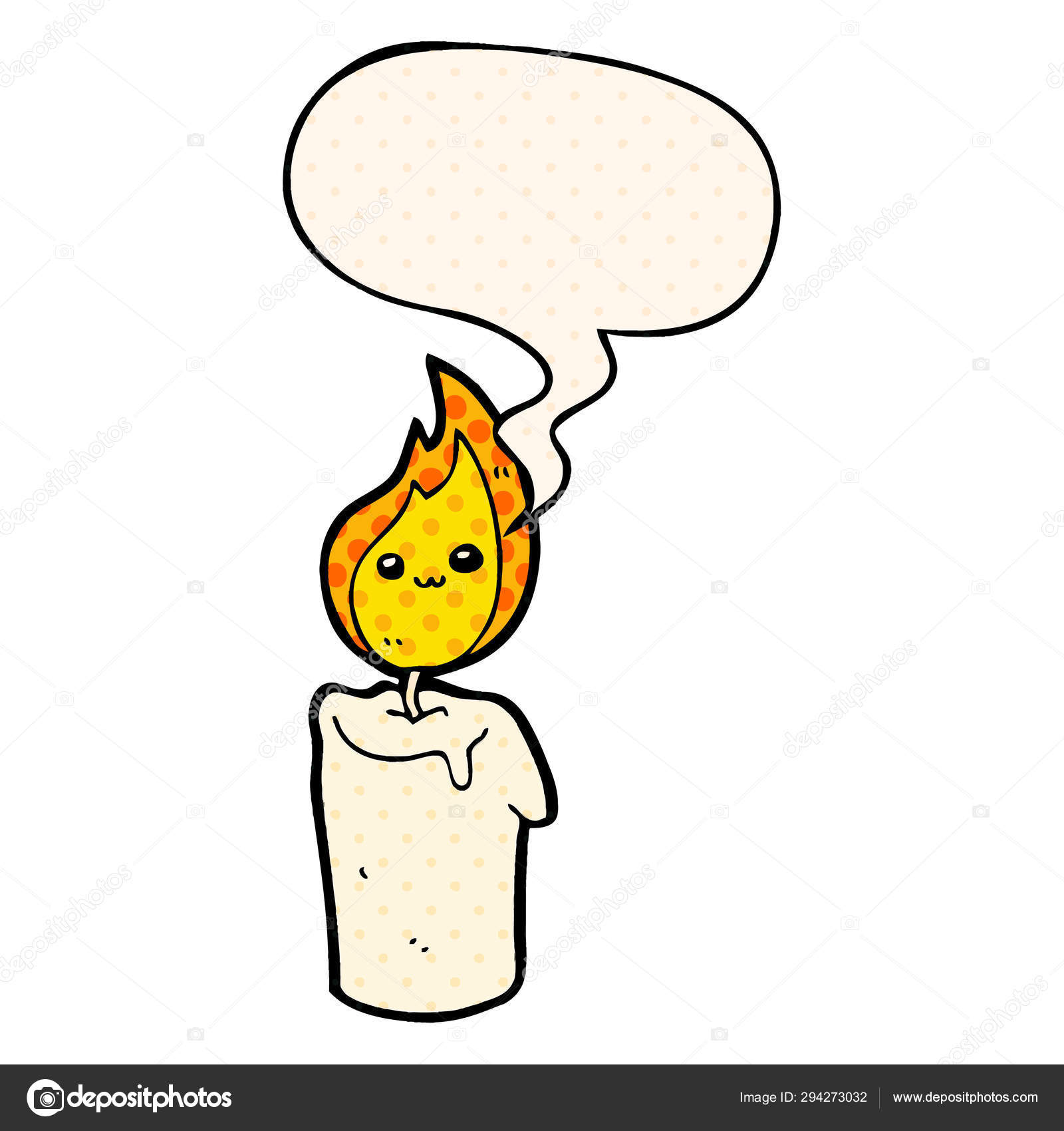 Cartoon candle character and speech bubble in comic book style Stock ...
