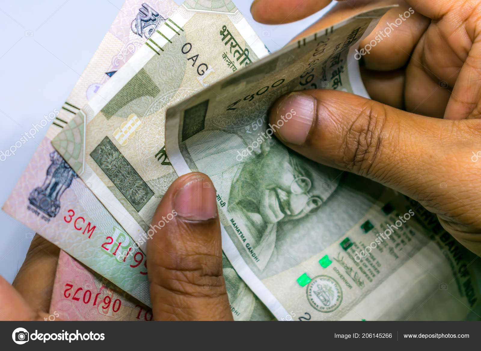 Selective Focus Profit Business Texture Background New 500 Indian Rupee ...