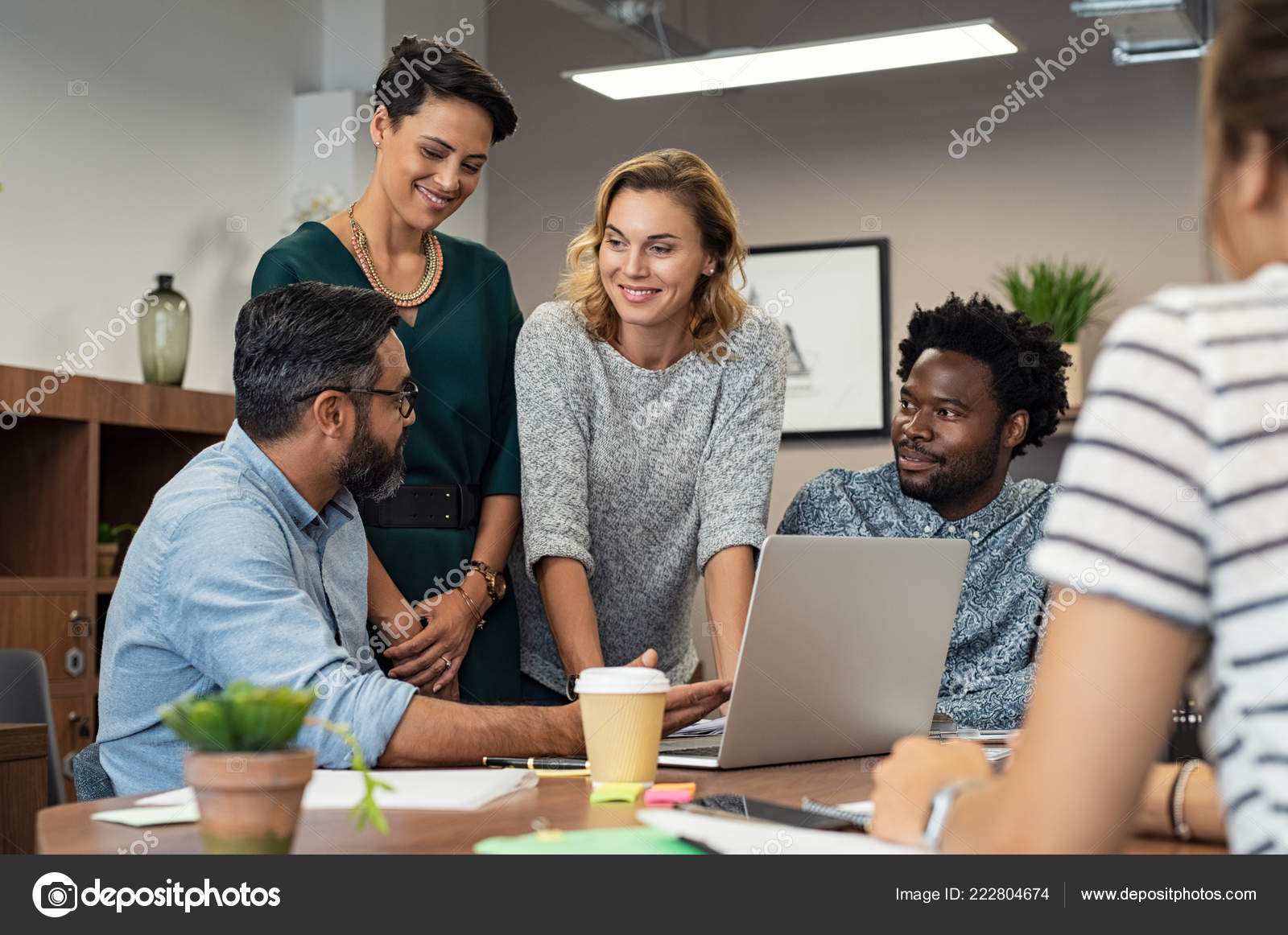 Happy People Talking On Computer