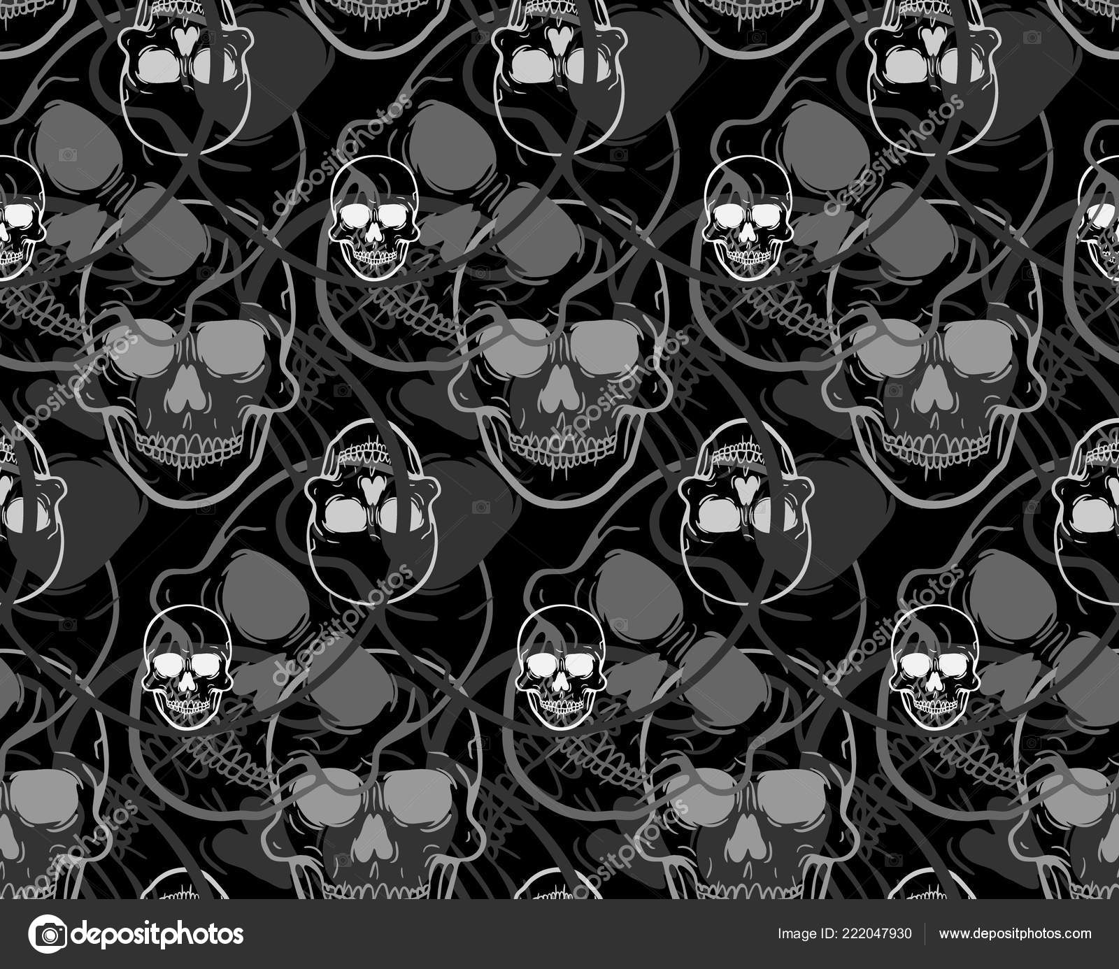Front View Vector Illustration Human Skull Pattern Stock Vector Image ...