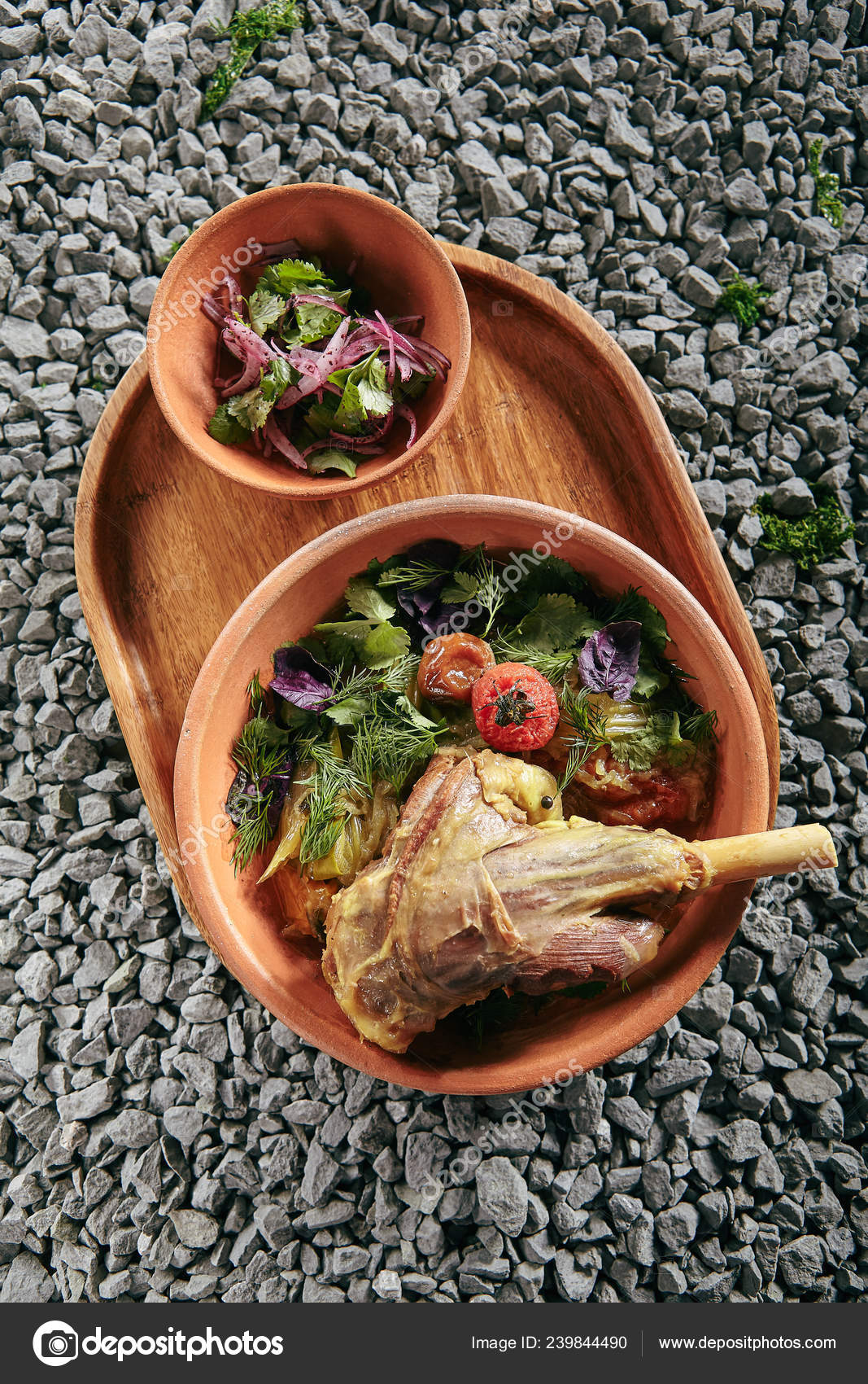 Beautiful Serving Homemade Buglama Shin Lamb Vegetables Fragrant Herbs ...