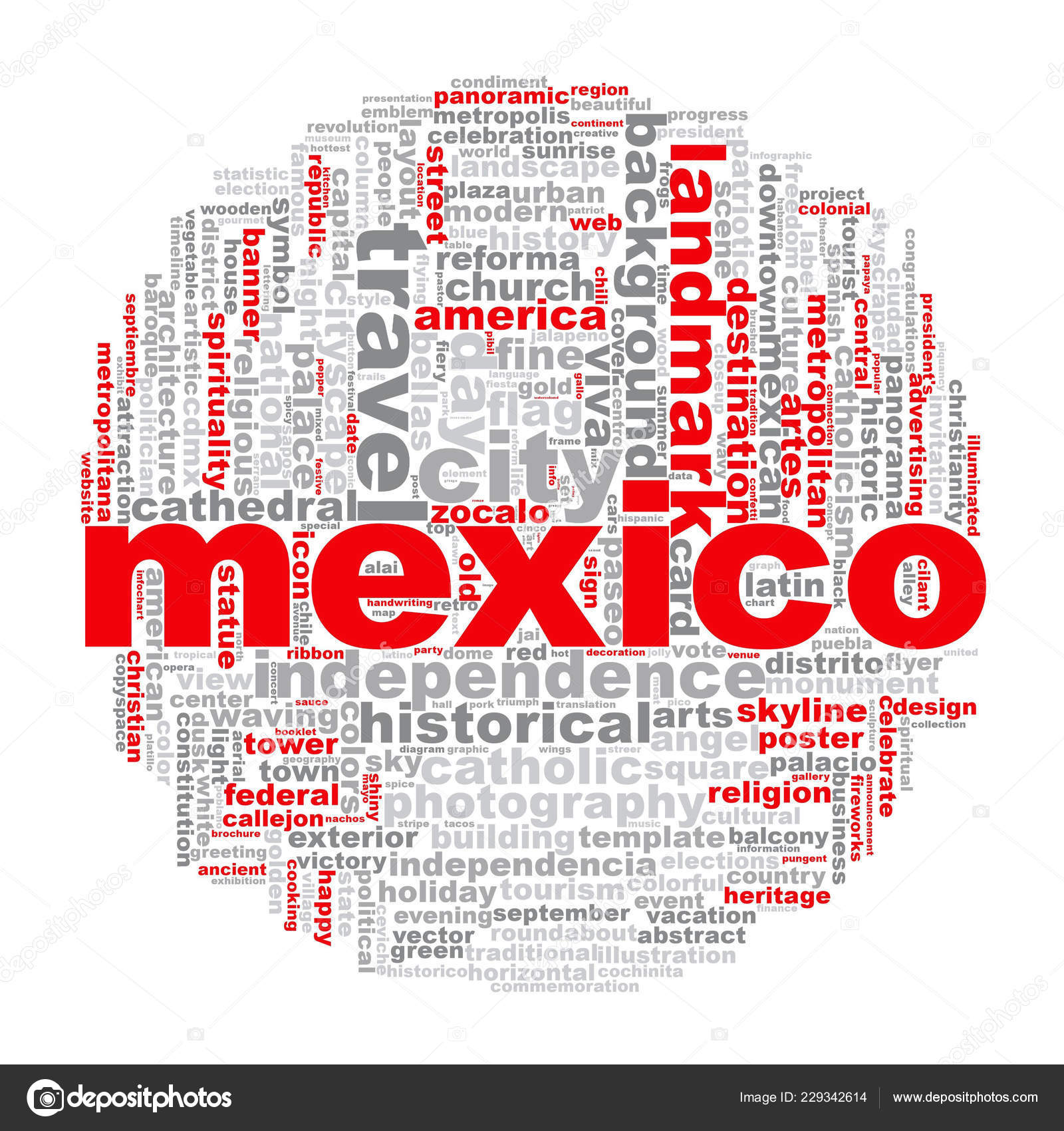 Mexico Word Cloud Creative Illustration Idea Word Lettering Typography ...