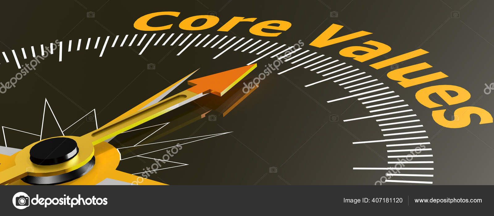 Kompas Dengan Jarum Yang Menunjuk Nilai Inti Kata Render — Foto Stok ...