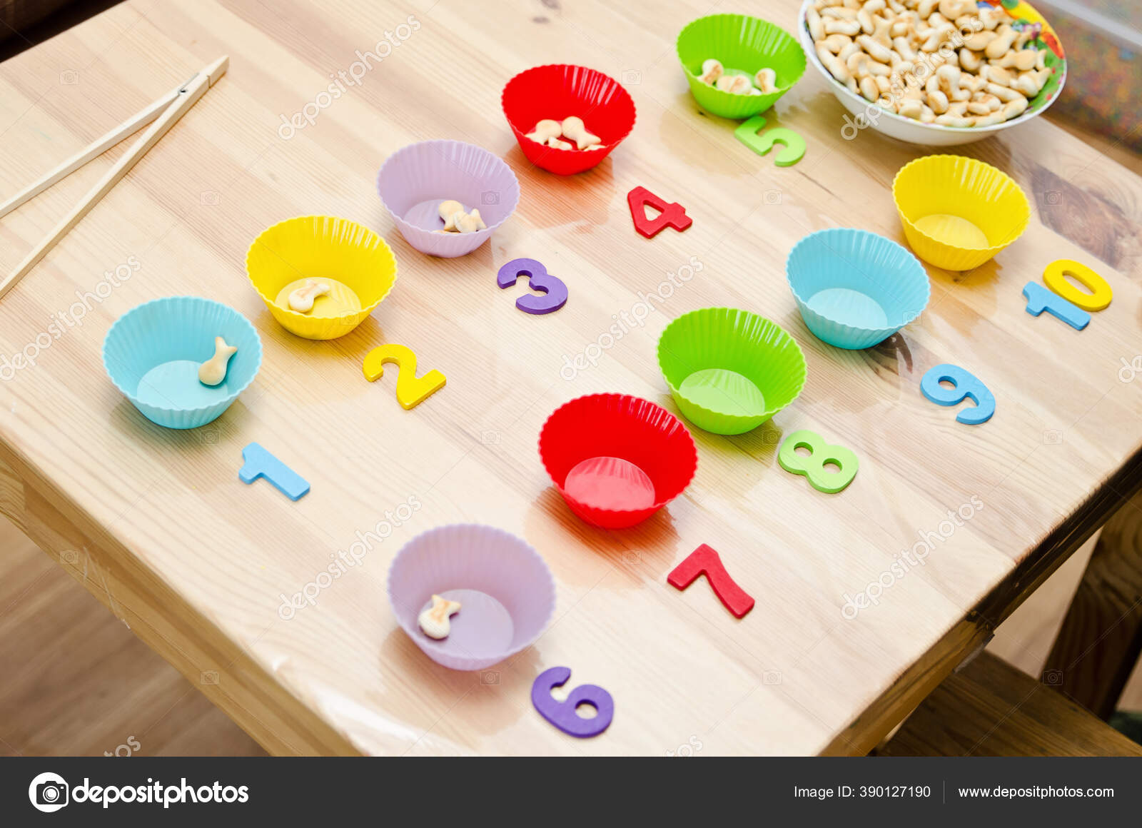 Little Child Doing Simple Math Exercises Early Education Counting Game ...