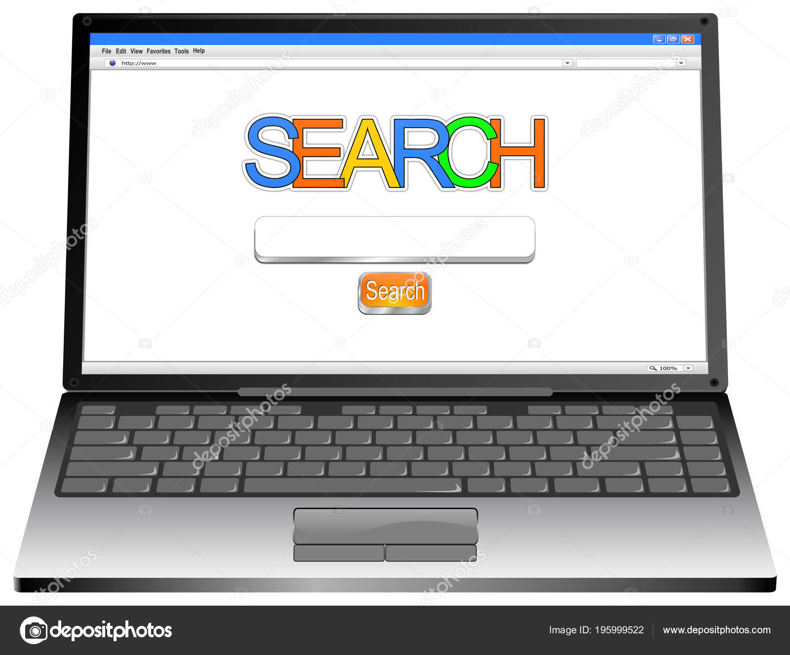 Laptop Internet Web Search Engine White Desktop Illustration — Stock ...
